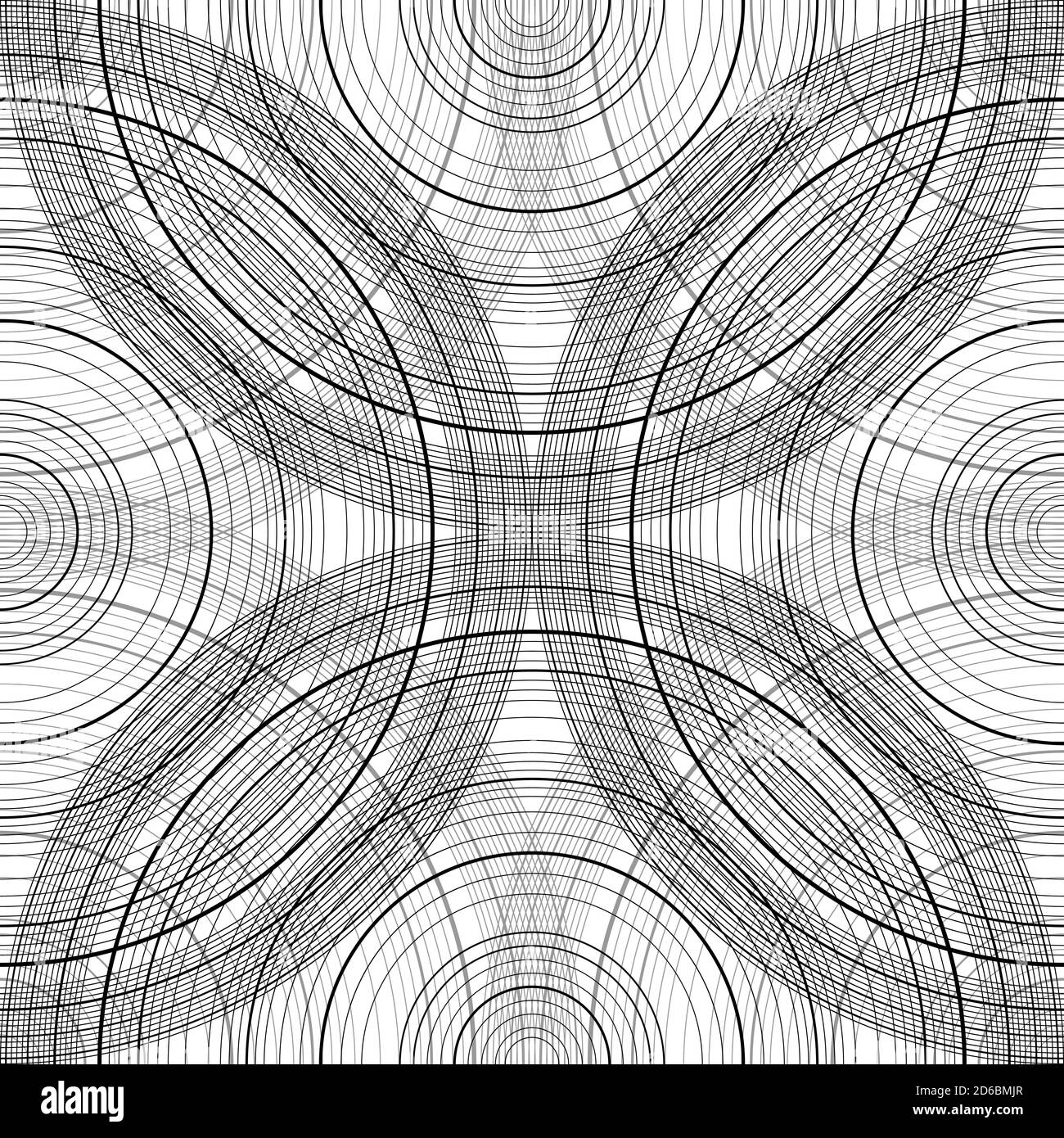 Seamless pattern with concentric circles. Black-white background scheme ...