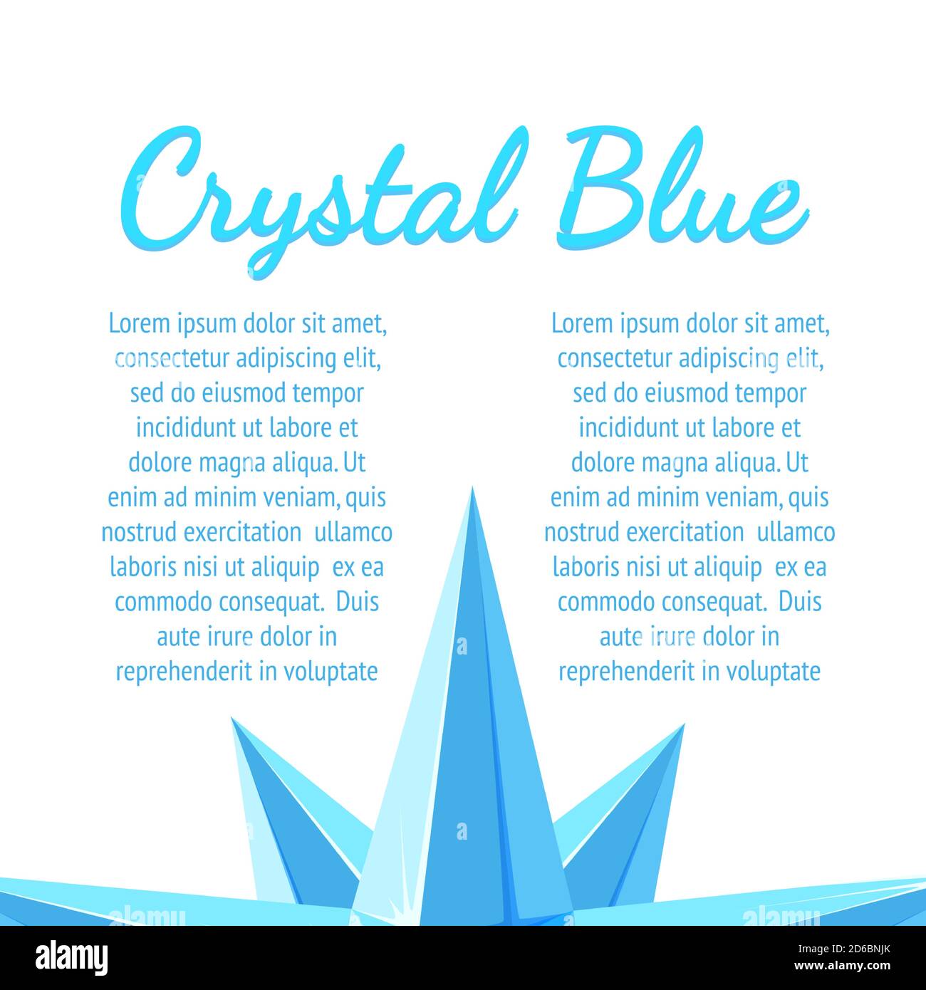 Ice crystal banner design with text. Leaflet with blue icy crystals ...