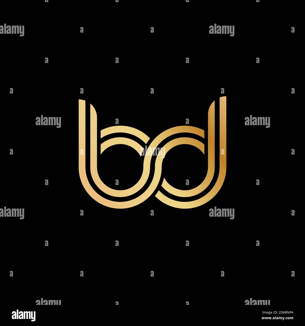 Lowercase letters b and D. Flat bound design in a Golden hue for a logo ...