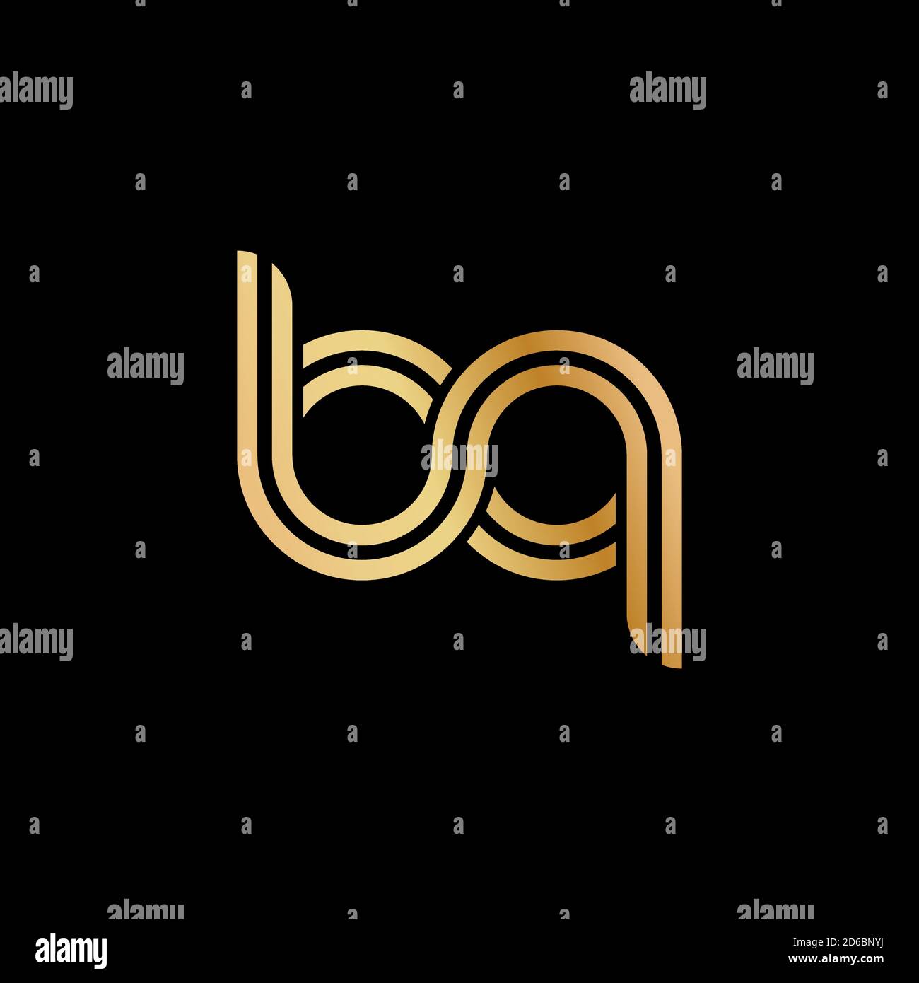 Lowercase letters b and q. Flat bound design in a Golden hue for a logo ...