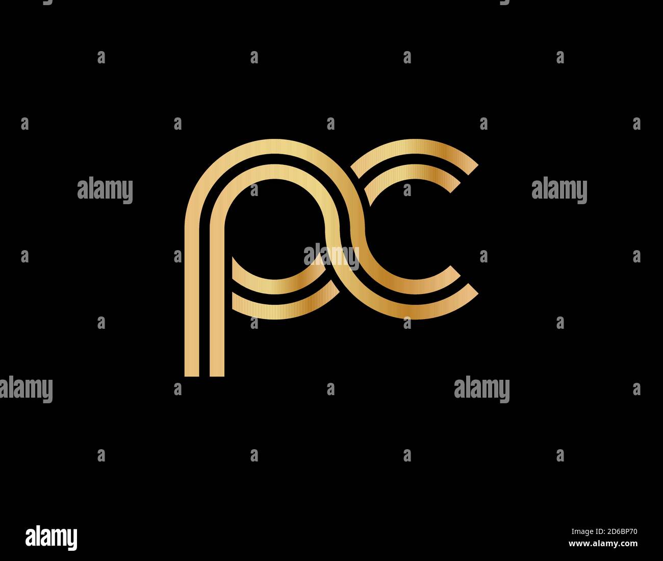 Lowercase letters p and c. Flat bound design in a Golden hue for a logo ...