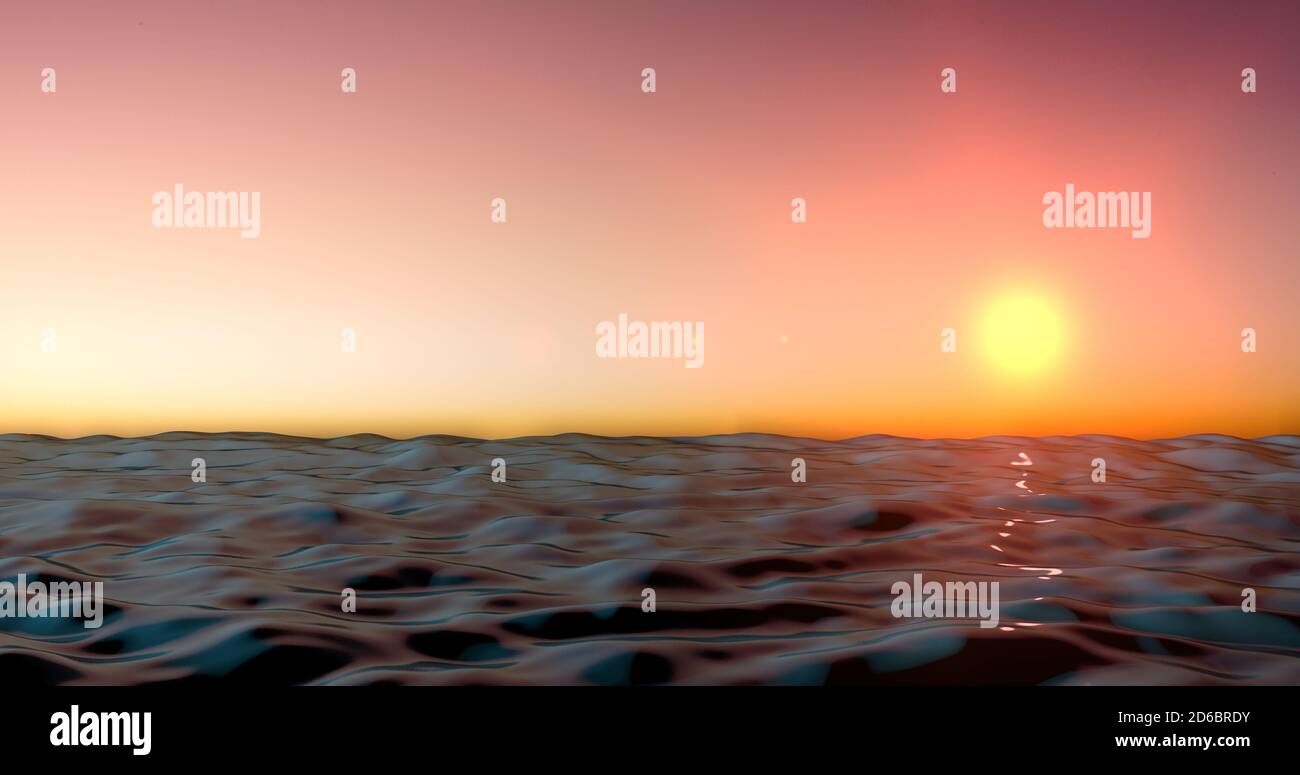 Ocean wave in evening. sunset over the sea with sun reflection. sun ...