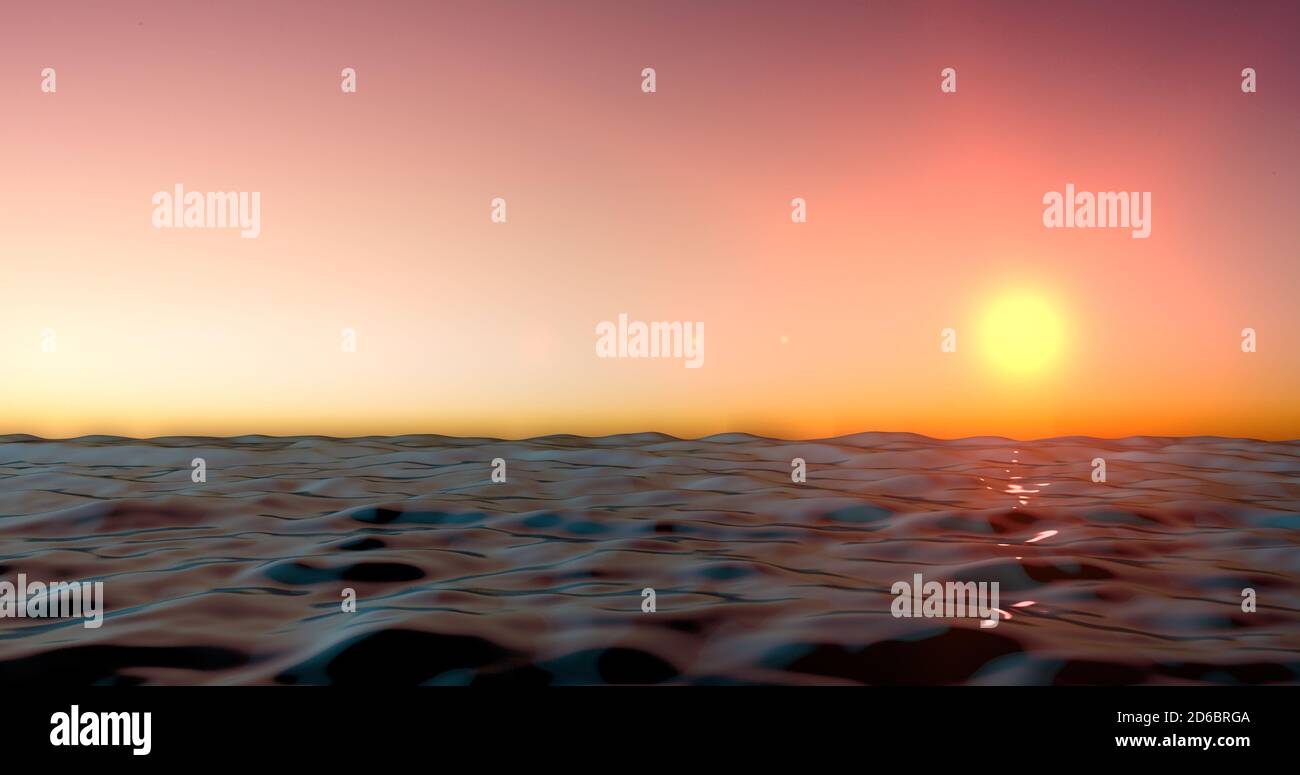 Ocean wave in evening. sunset over the sea with sun reflection. sun ...