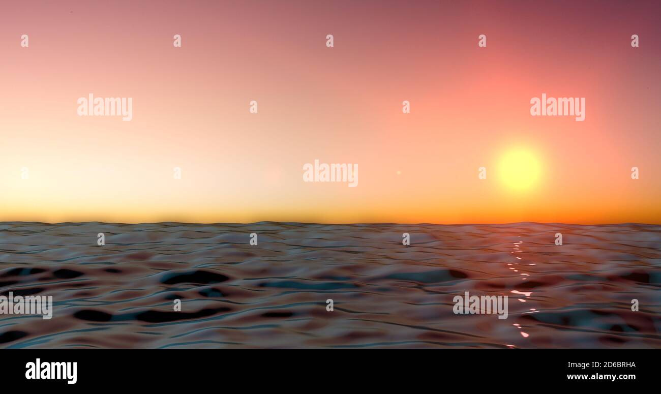 Ocean wave in evening. sunset over the sea with sun reflection. sun ...