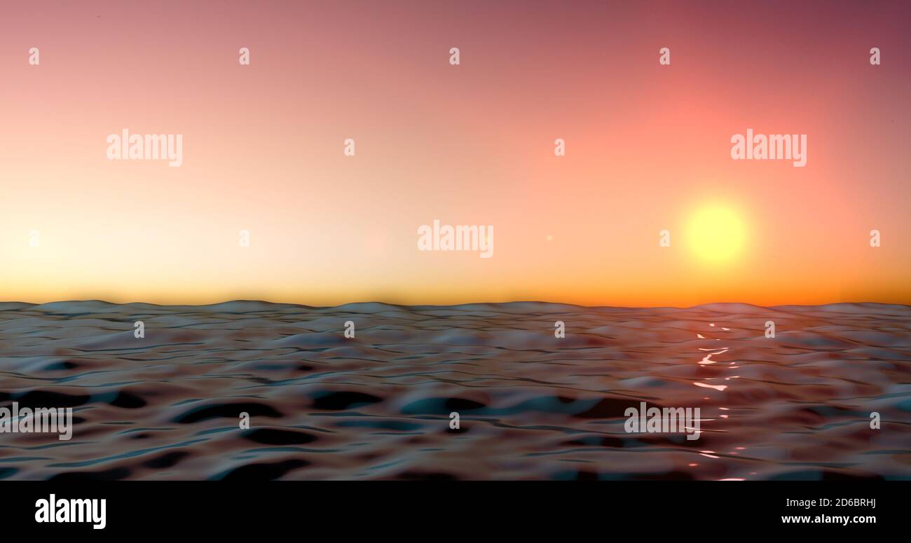 Ocean wave in evening. sunset over the sea with sun reflection. sun ...