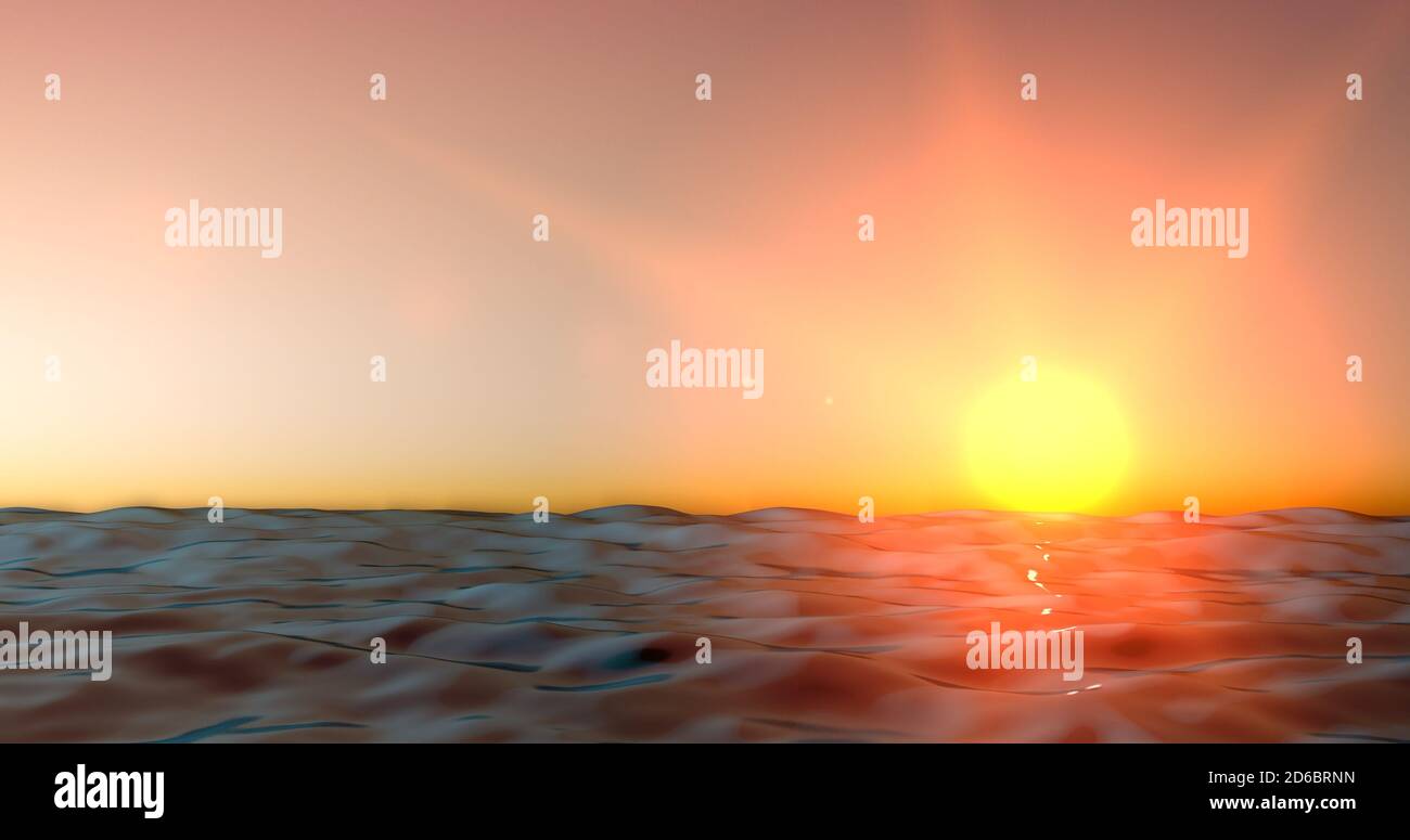 Ocean wave in evening. sunset over the sea with sun reflection. sun ...