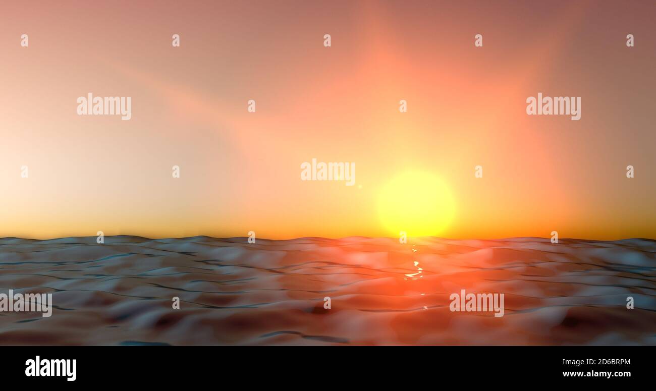 Ocean wave in evening. sunset over the sea with sun reflection. sun ...