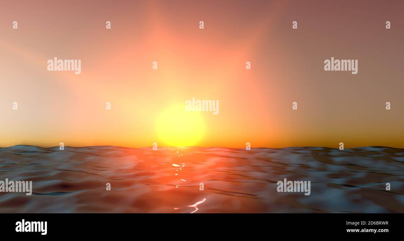 Ocean wave in evening. sunset over the sea with sun reflection. sun ...