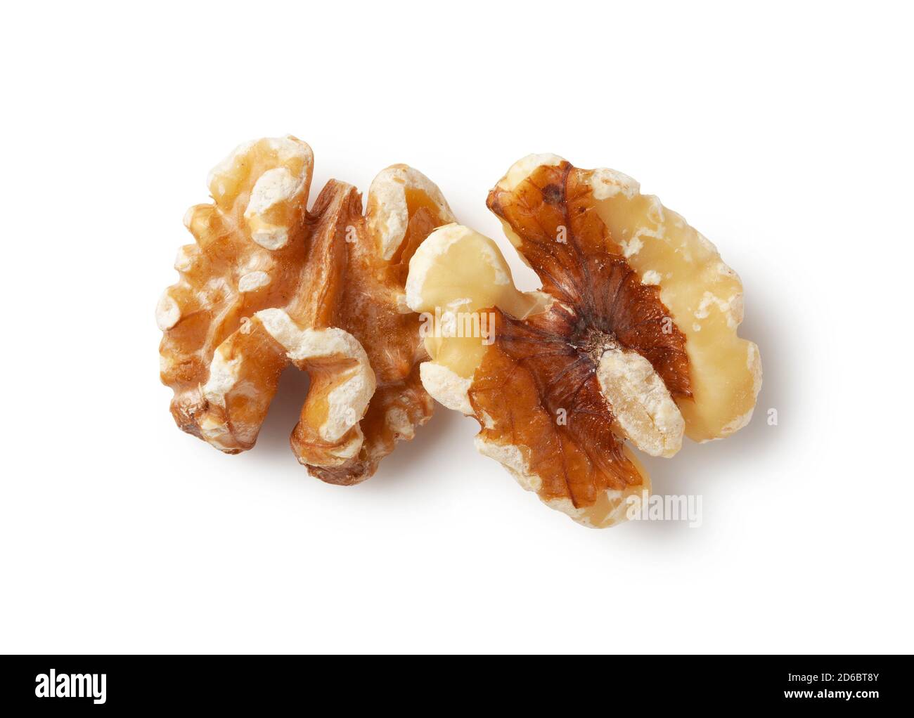 A bird's eye view of walnuts placed on a white background Stock Photo ...