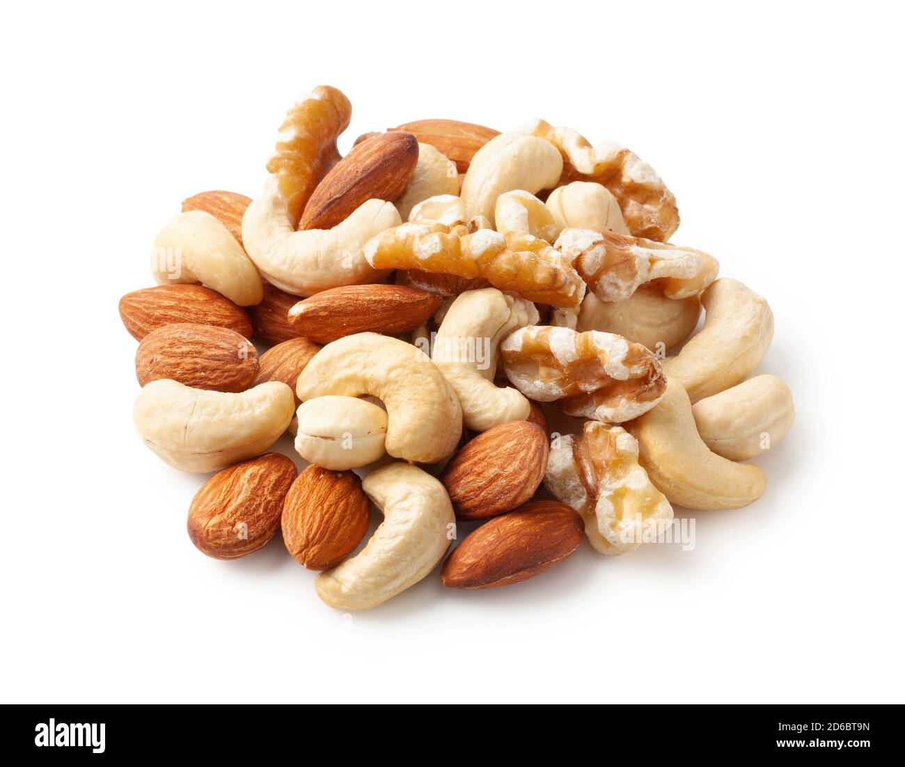 Angled shot of nuts placed on a white background Stock Photo - Alamy