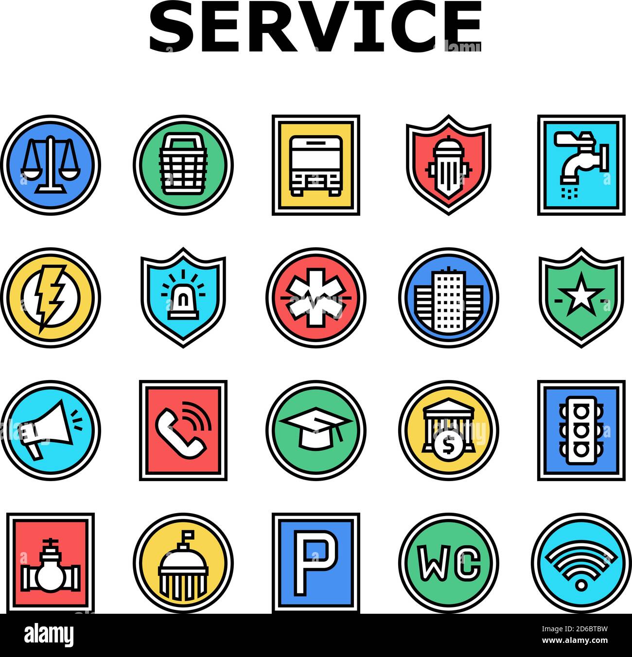 Public Service Signs Collection Icons Set Vector Stock Vector Image ...