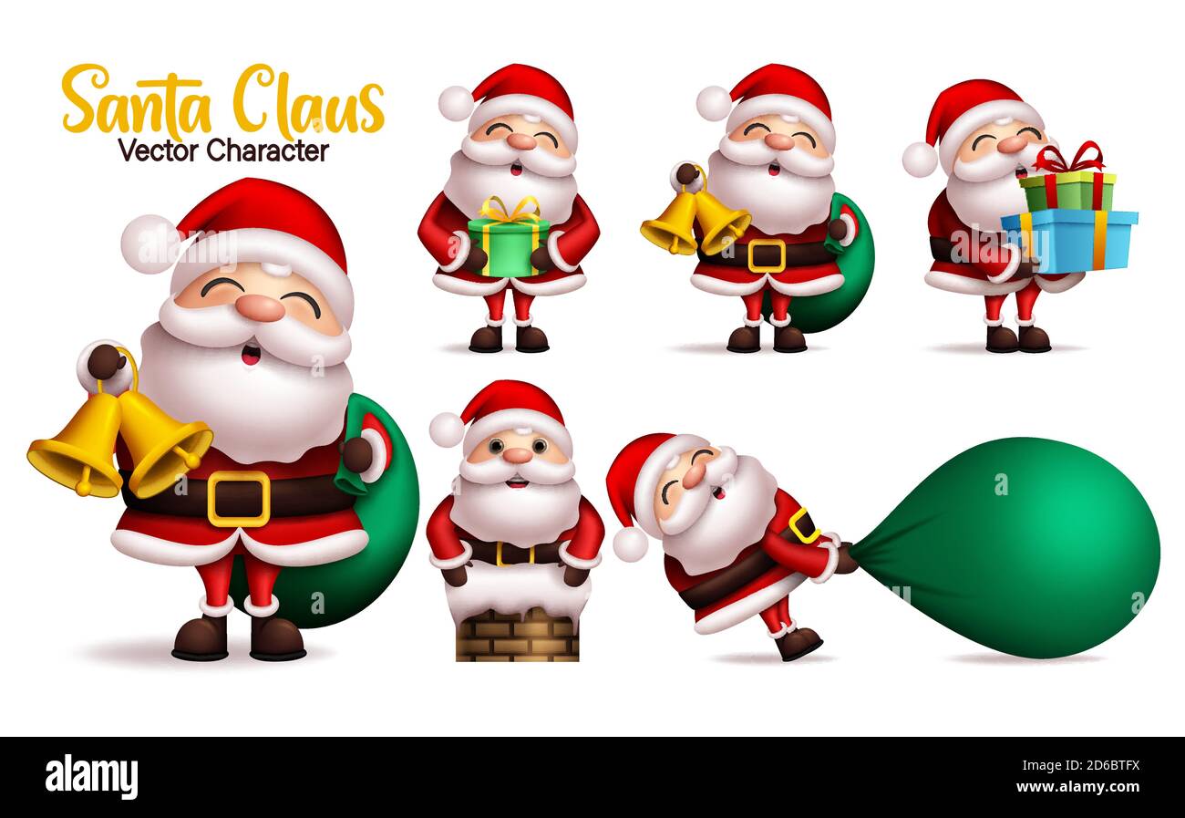 Santa claus vector character set. Santa claus characters in different ...