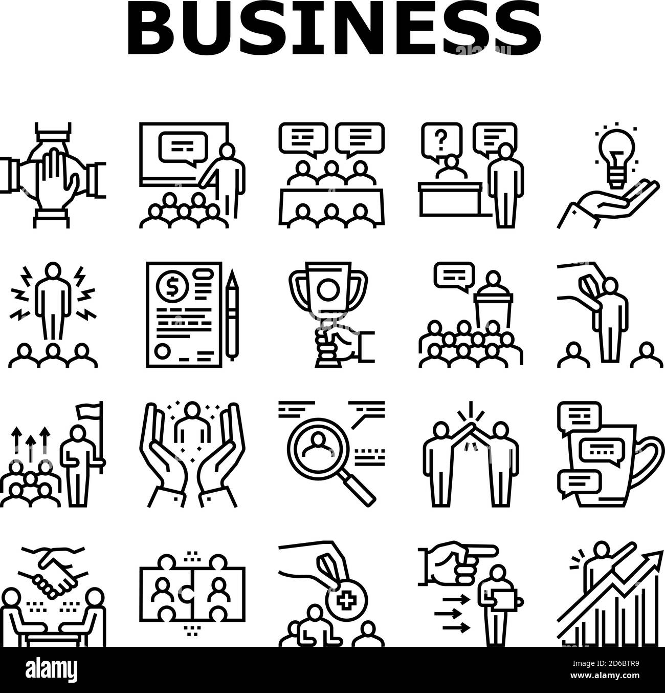 Business Situations Collection Icons Set Black Vector Stock Vector ...