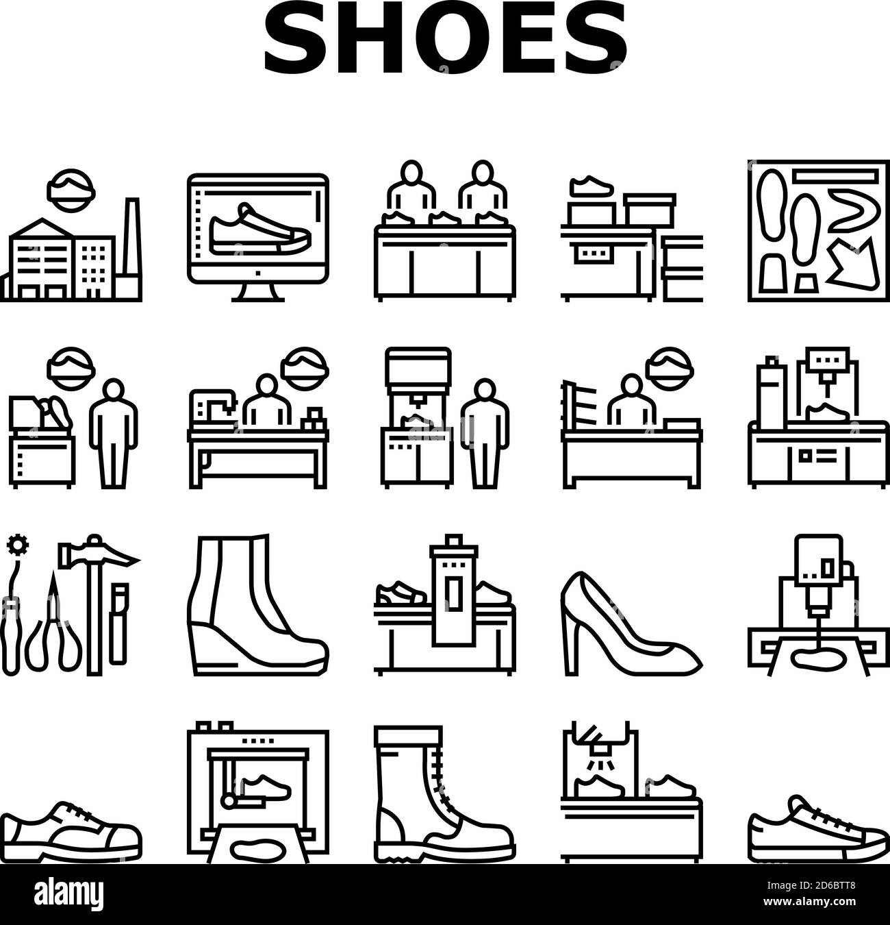 Shoes Repair Service Collection Icons Set Vector Stock Vector Image ...