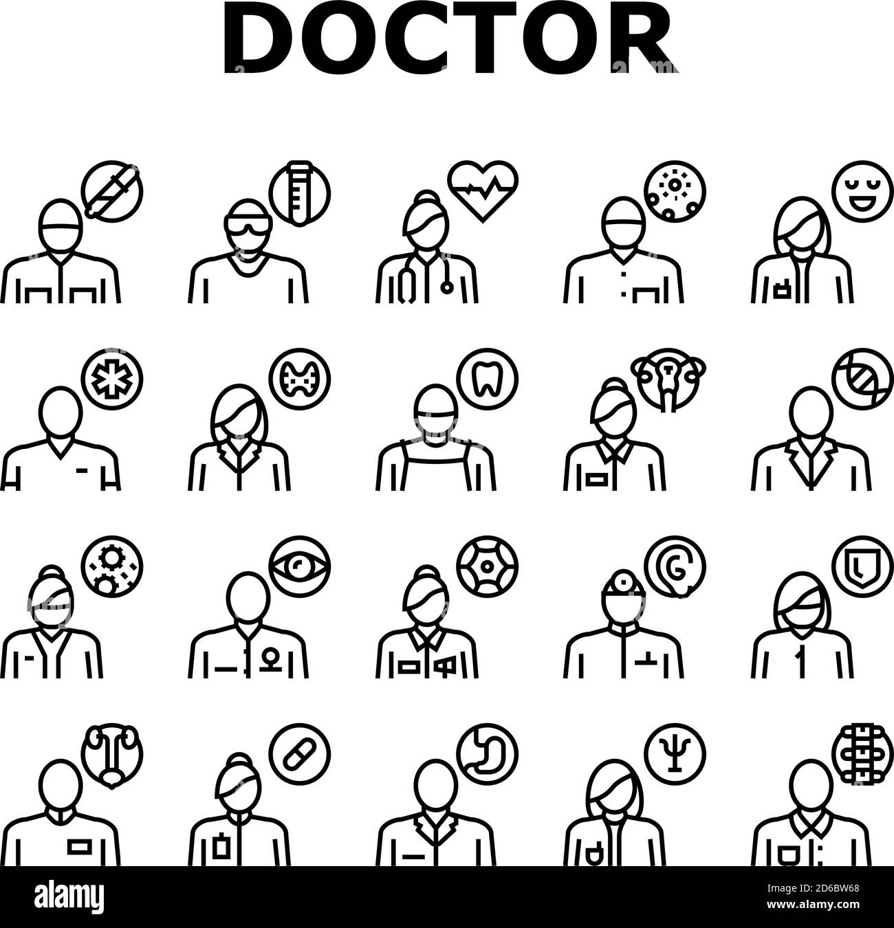 Medical Speciality Collection Icons Set Black Vector Stock Vector Image ...