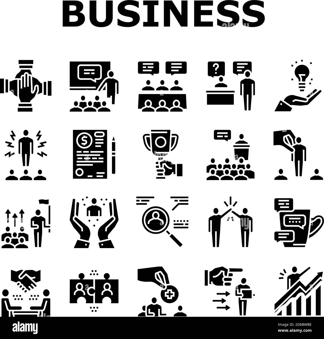 Business Situations Collection Icons Set Black Vector Stock Vector ...