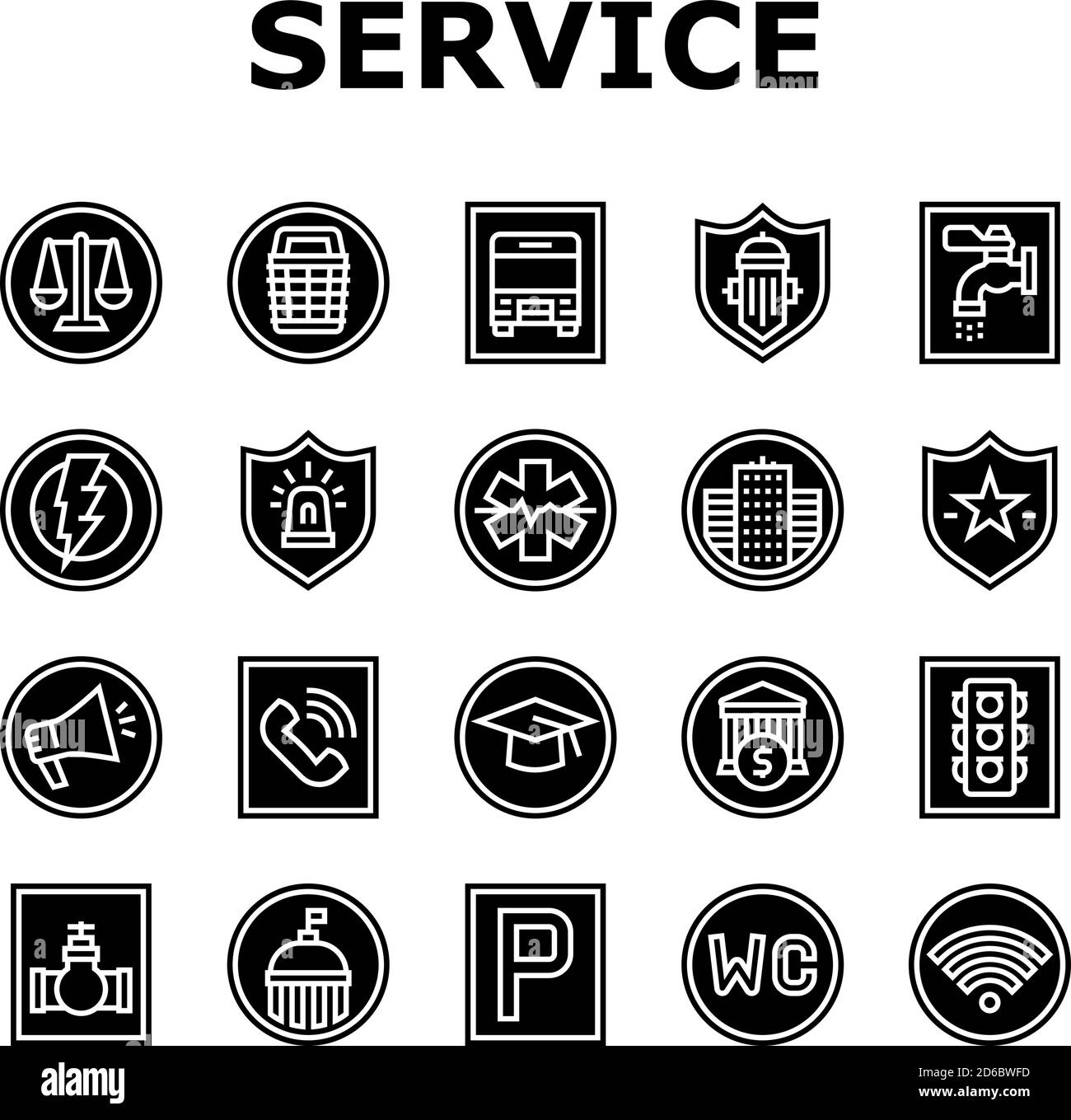 Public Service Signs Collection Icons Set Vector Stock Vector Image ...