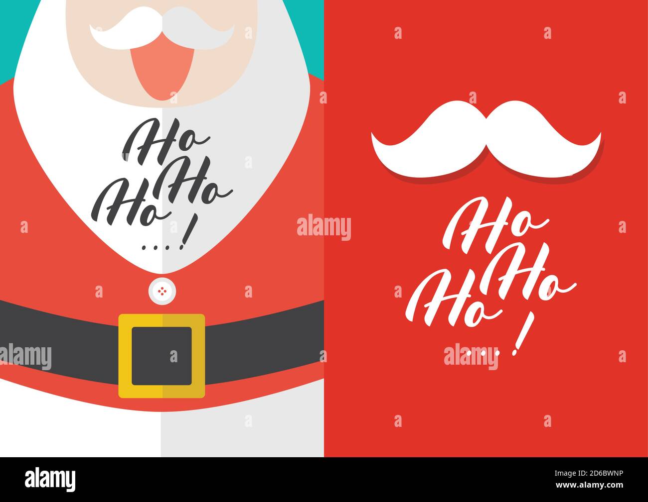 Santa Claus with Ho-Ho-Ho text Greeting cards. Vector illustration ...