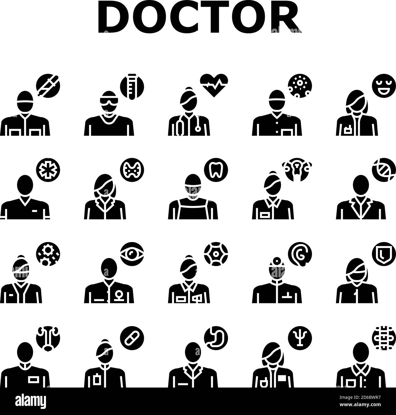 Medical Speciality Collection Icons Set Black Vector Stock Vector Image ...