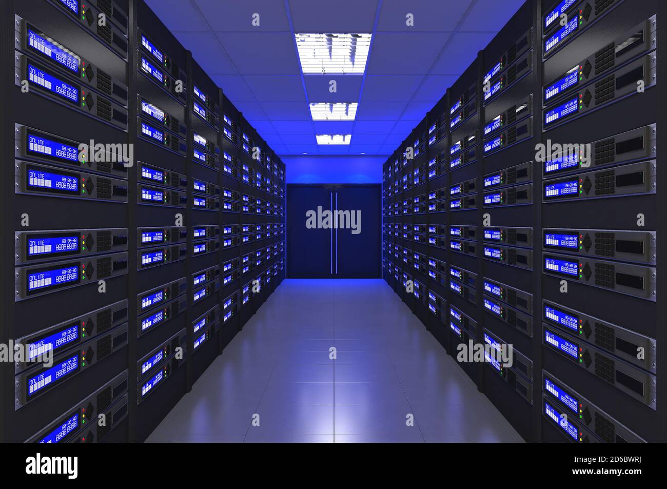 3d Modern interior of server room Stock Photo - Alamy