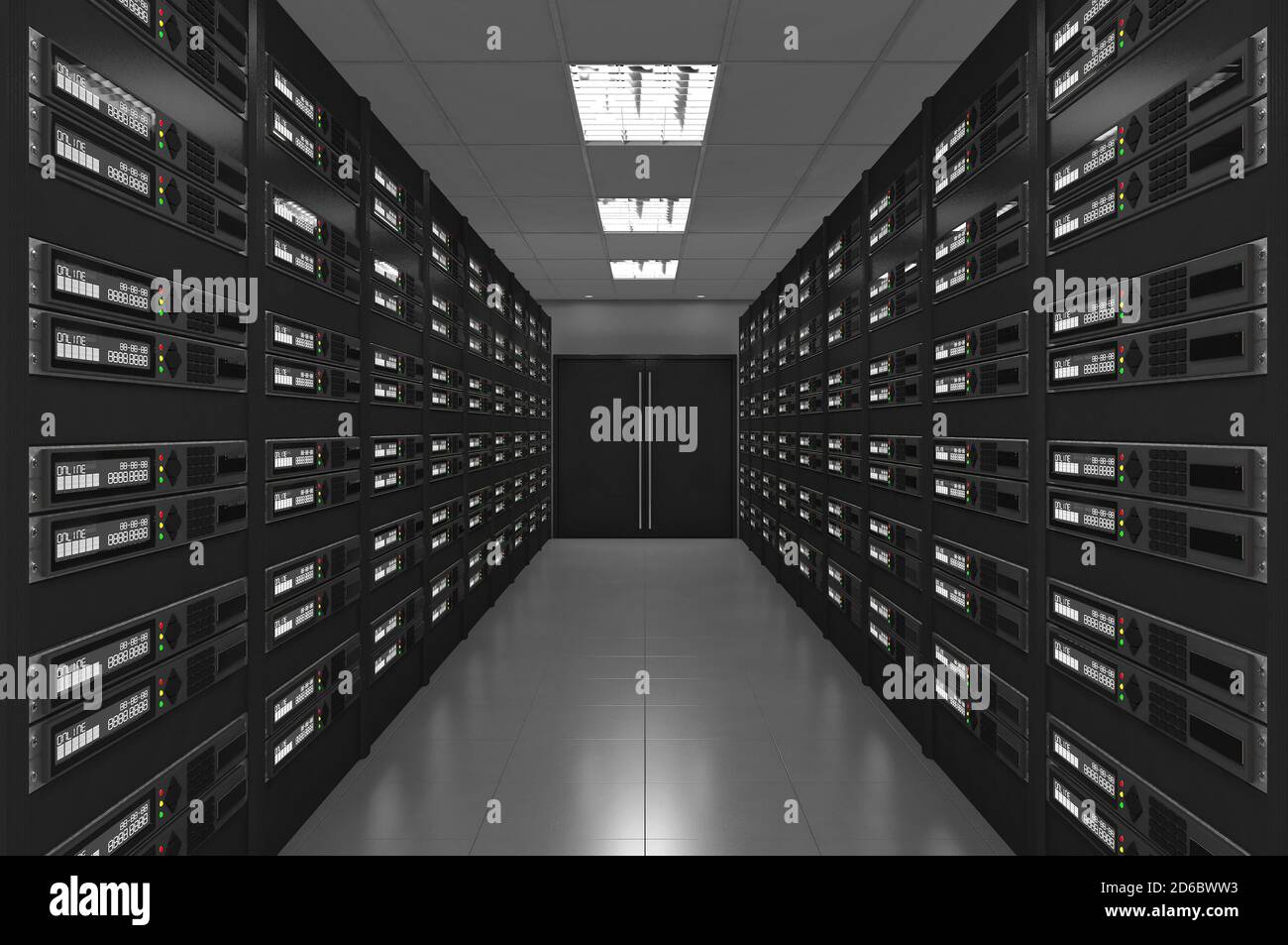 3d Modern interior of server room Stock Photo - Alamy