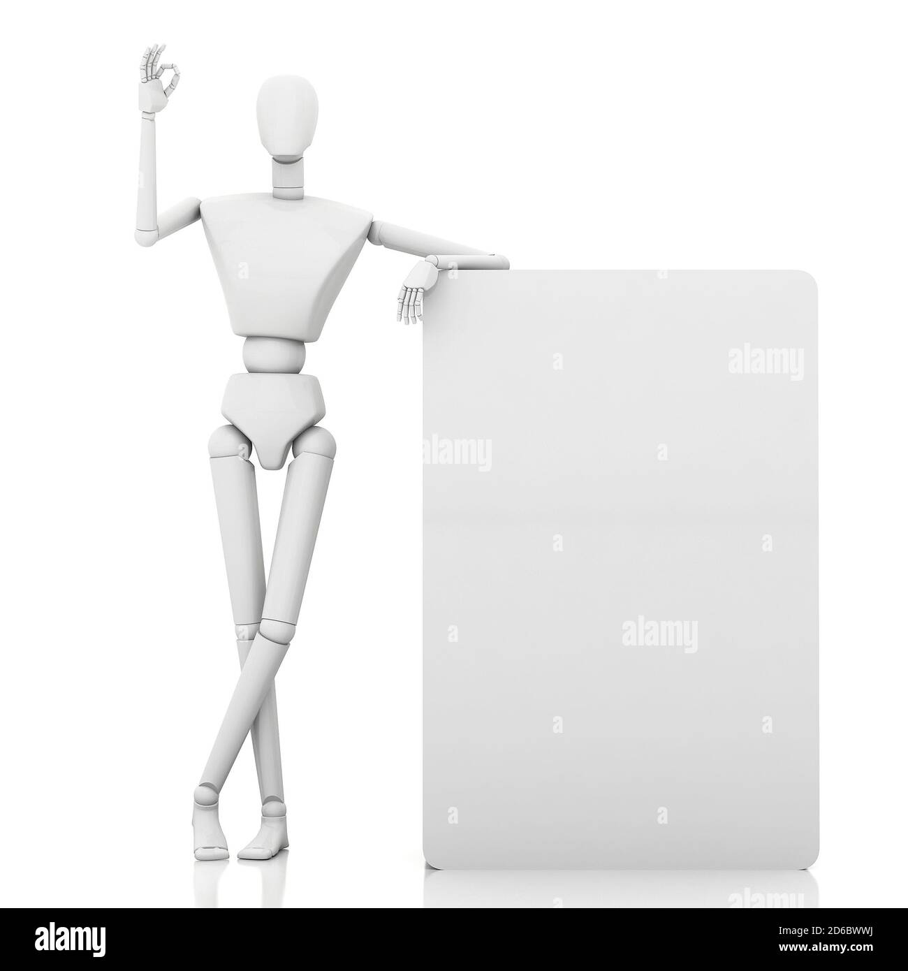 3d rendering man leaning on something and showing okay hand gesture ...