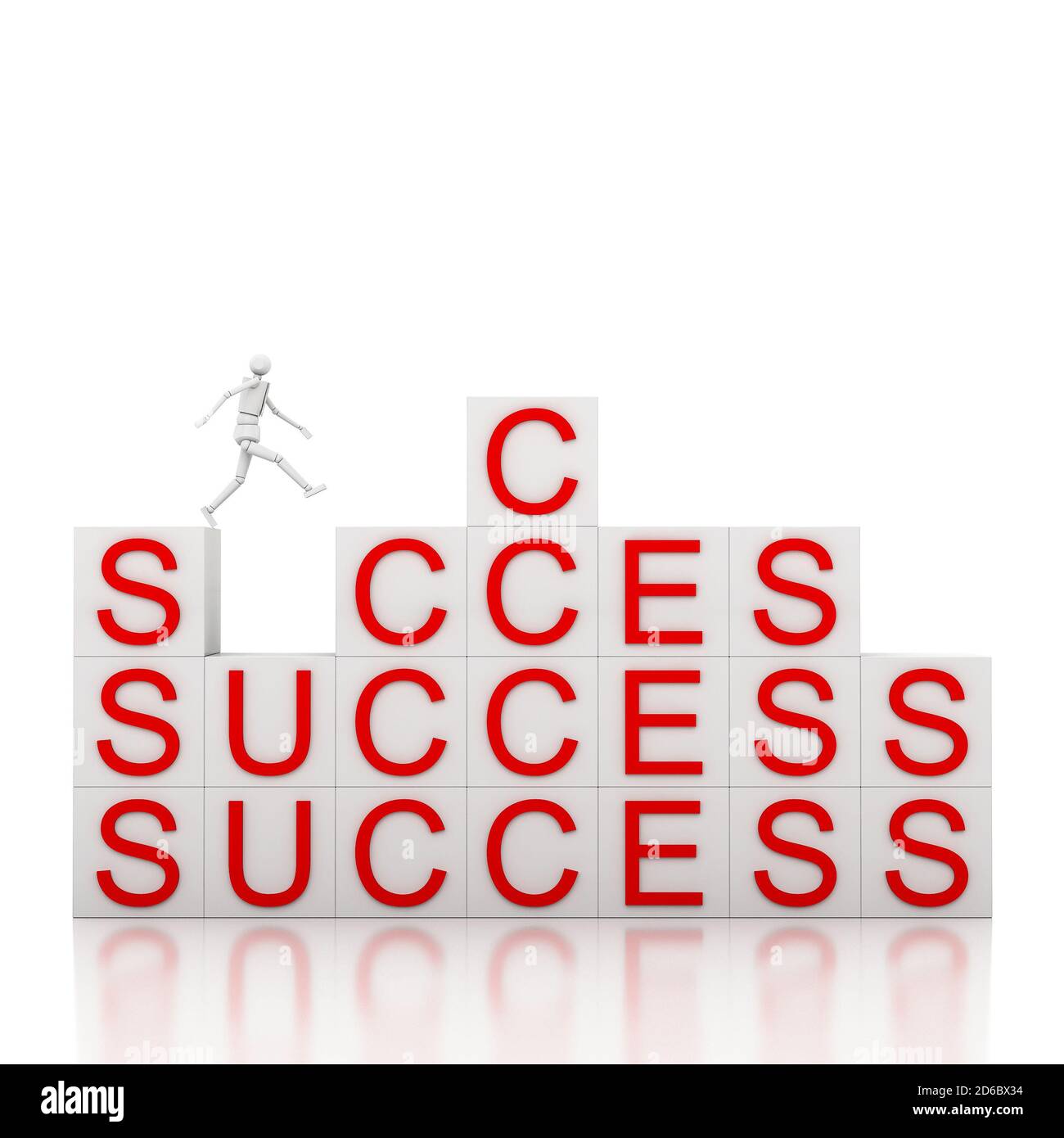 Businessman jumping on alphabet cube to success Stock Photo - Alamy