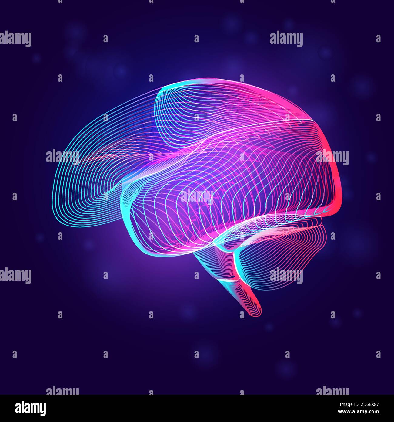 Human brain medical structure. Outline vector illustration of body part ...