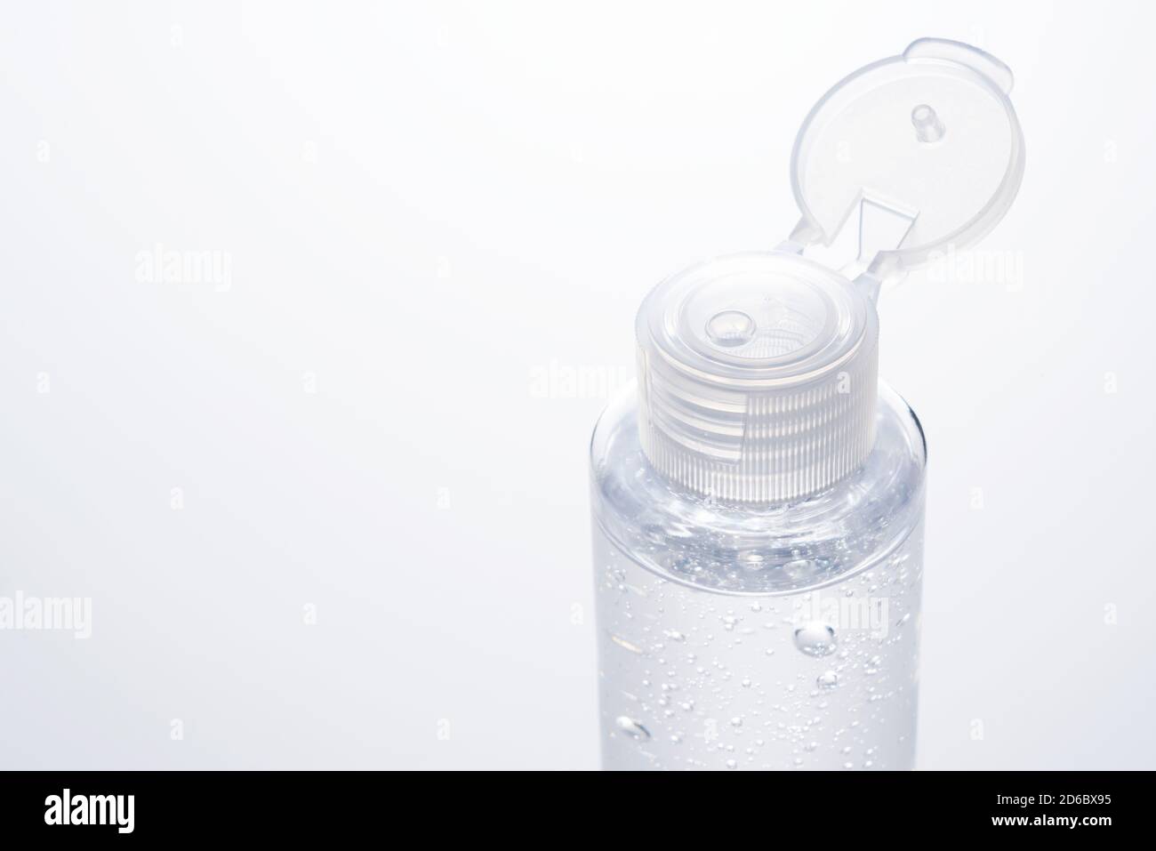 Instant disinfectant bottle on white background, clear gel, no label ...