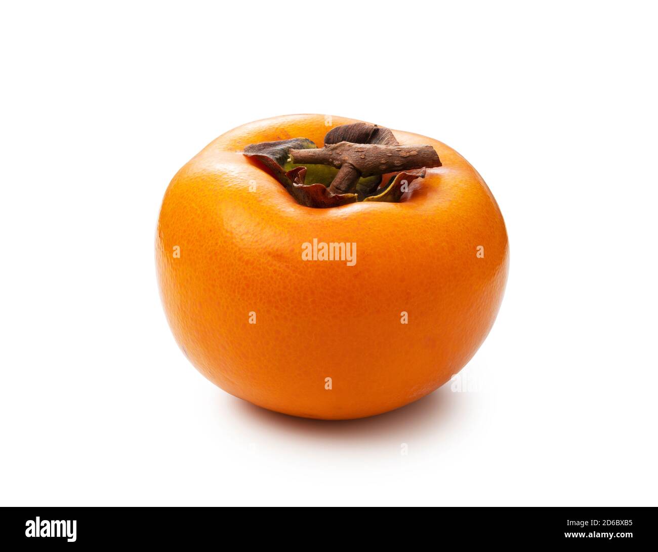 One Japanese Persimmon on a White Background Stock Photo - Alamy