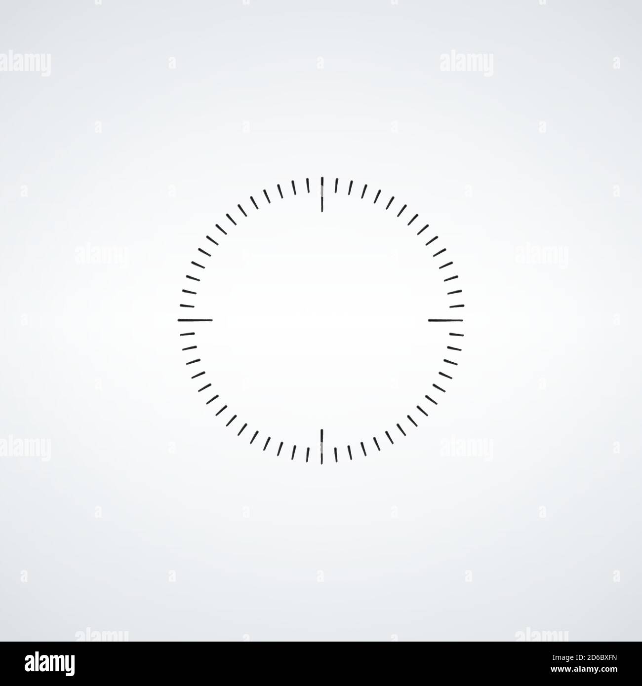 Clock face. Blank hour dial. Dashes mark minutes and hours. Stock ...