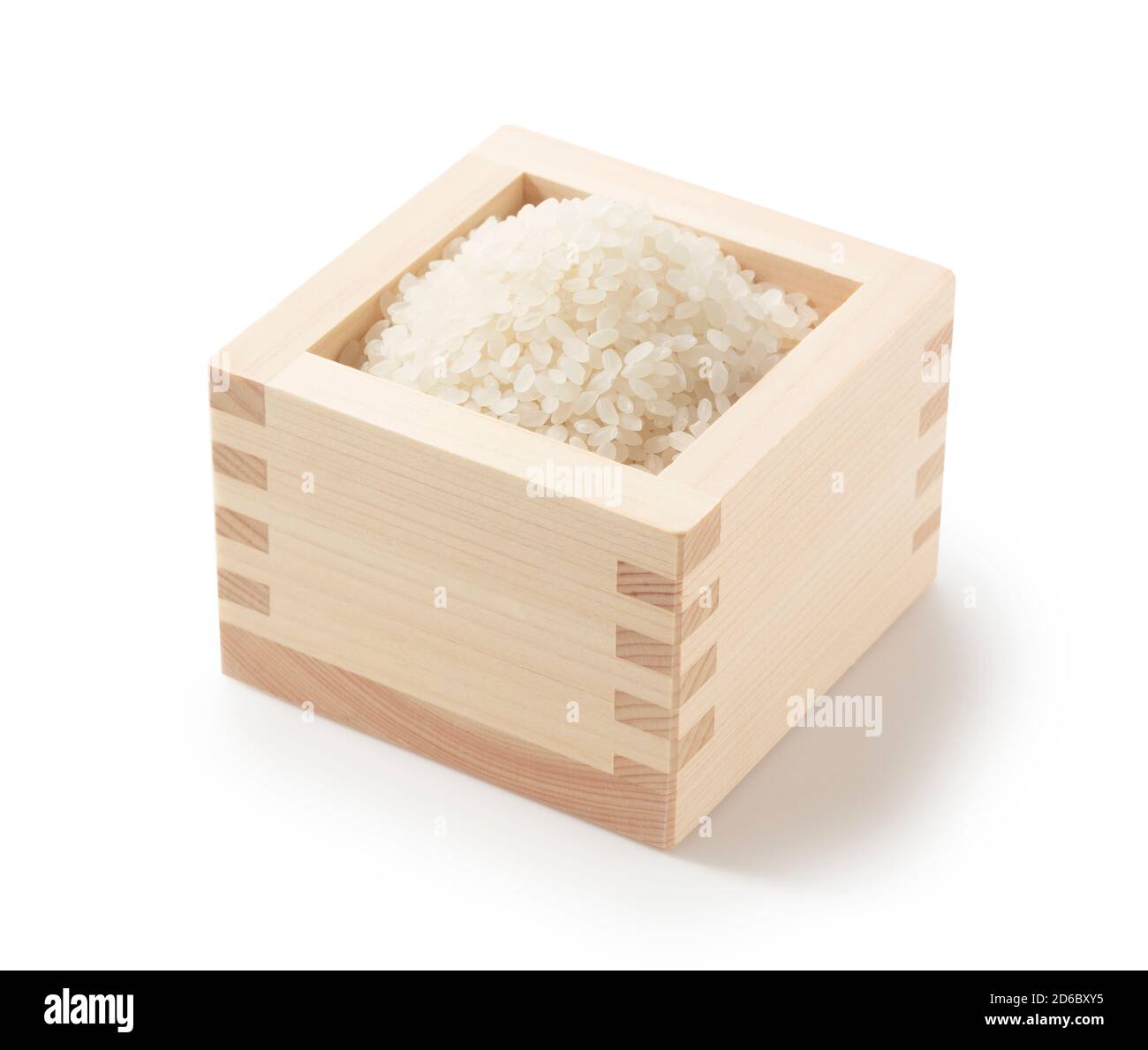 Rice in a Japanese Masu box on a white background Stock Photo - Alamy