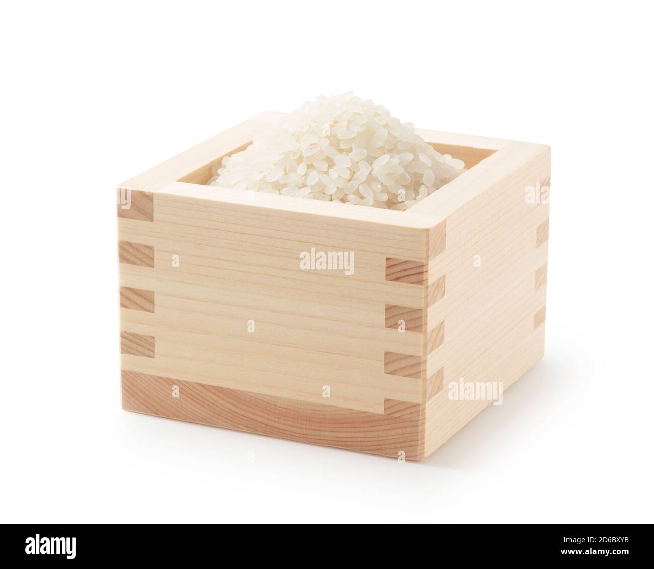 Rice in a Japanese Masu box on a white background Stock Photo - Alamy