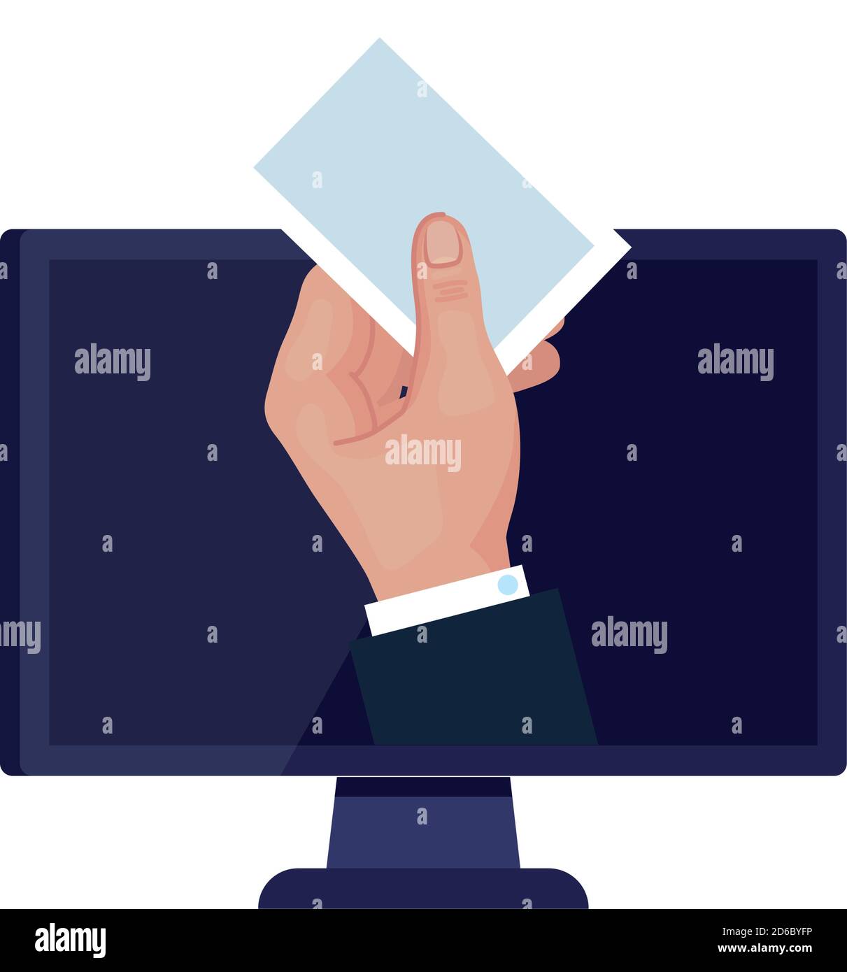 hand holding vote card paper on computer vector design Stock Vector ...