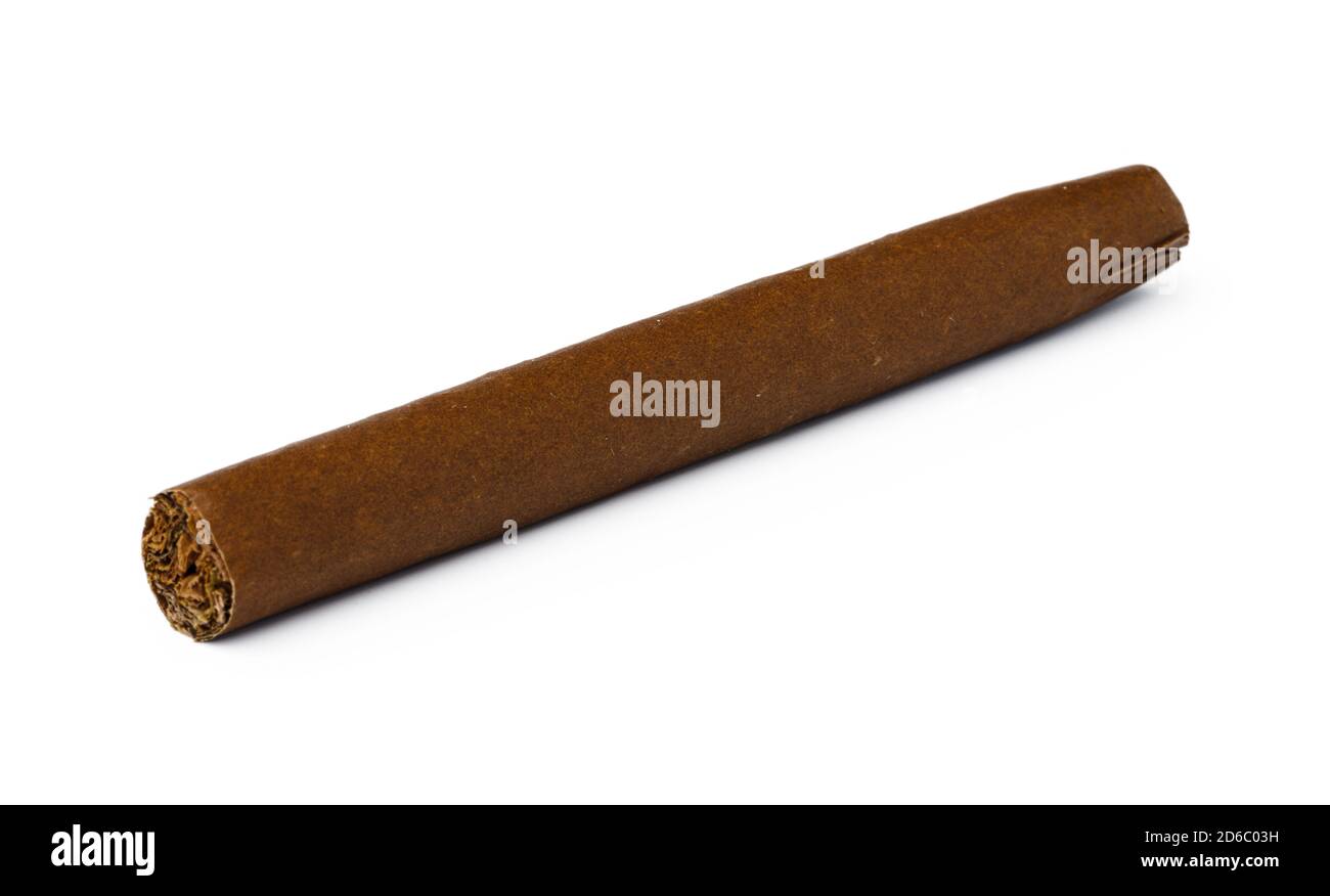 One hand rolled cigar isolated on white Stock Photo - Alamy