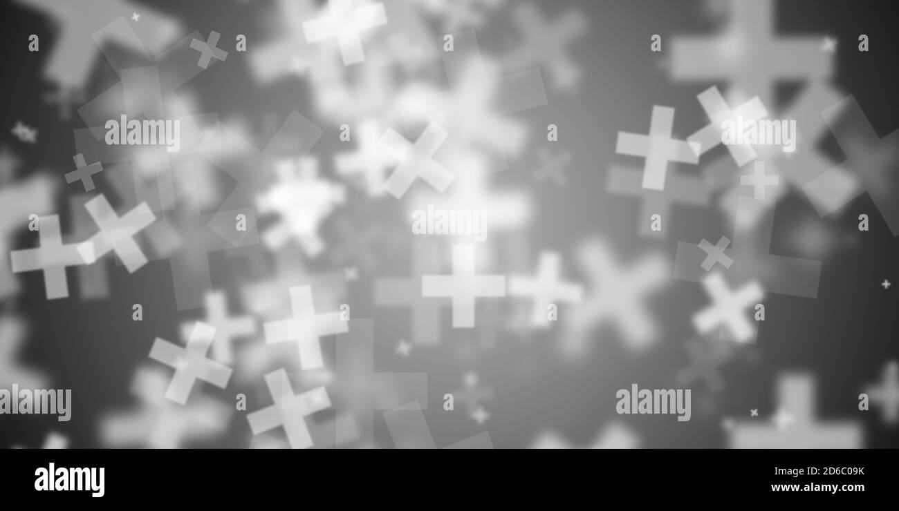 Flying plus signs over silver background Stock Photo - Alamy