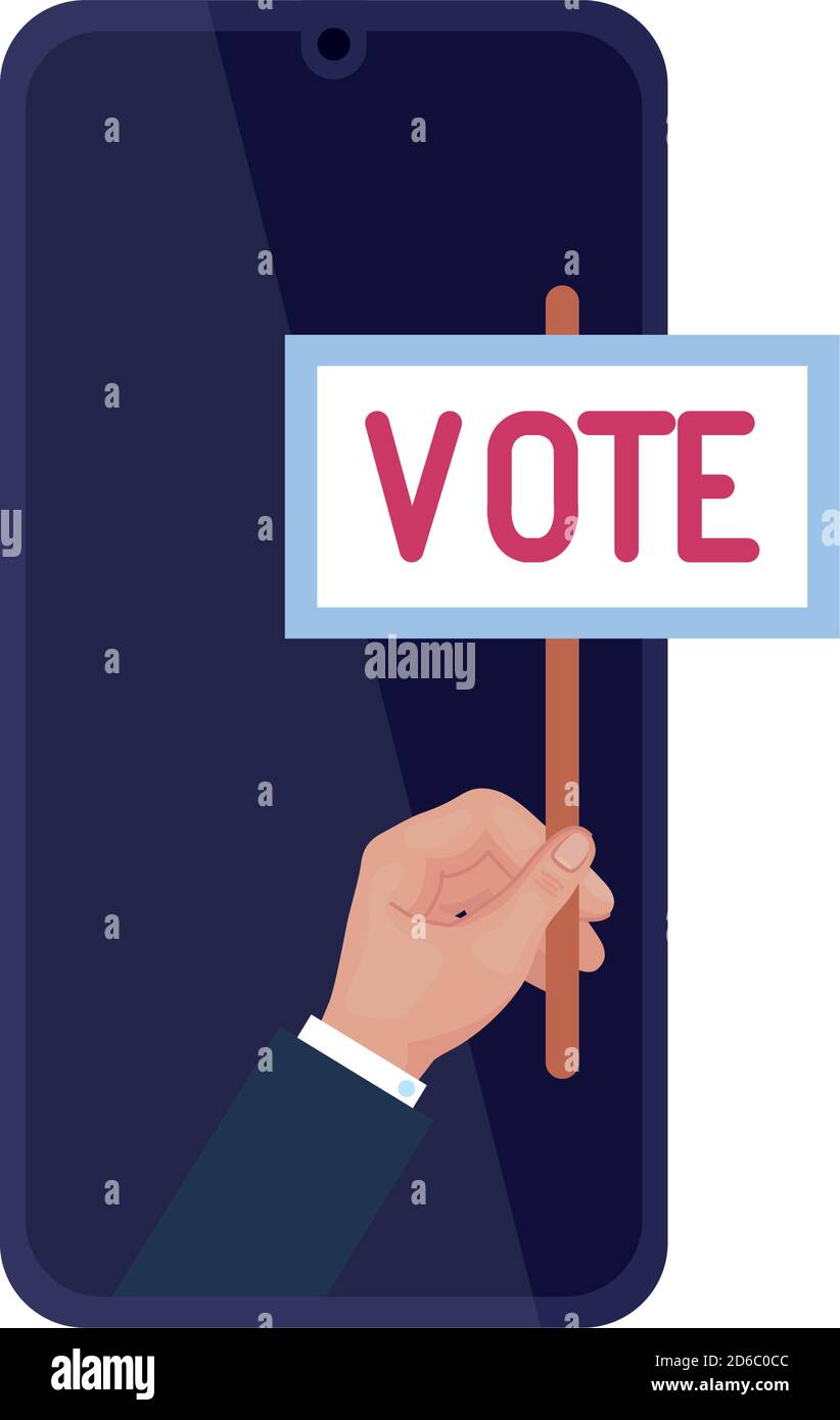 hand holding vote banner on smartphone vector design Stock Vector Image ...