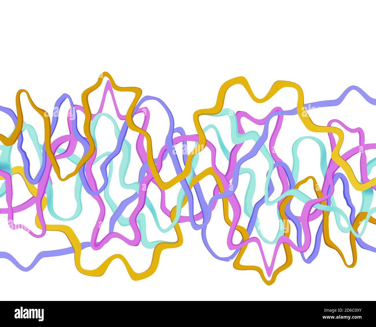 multicolored wavy curved lines isolated on white background, 3d ...