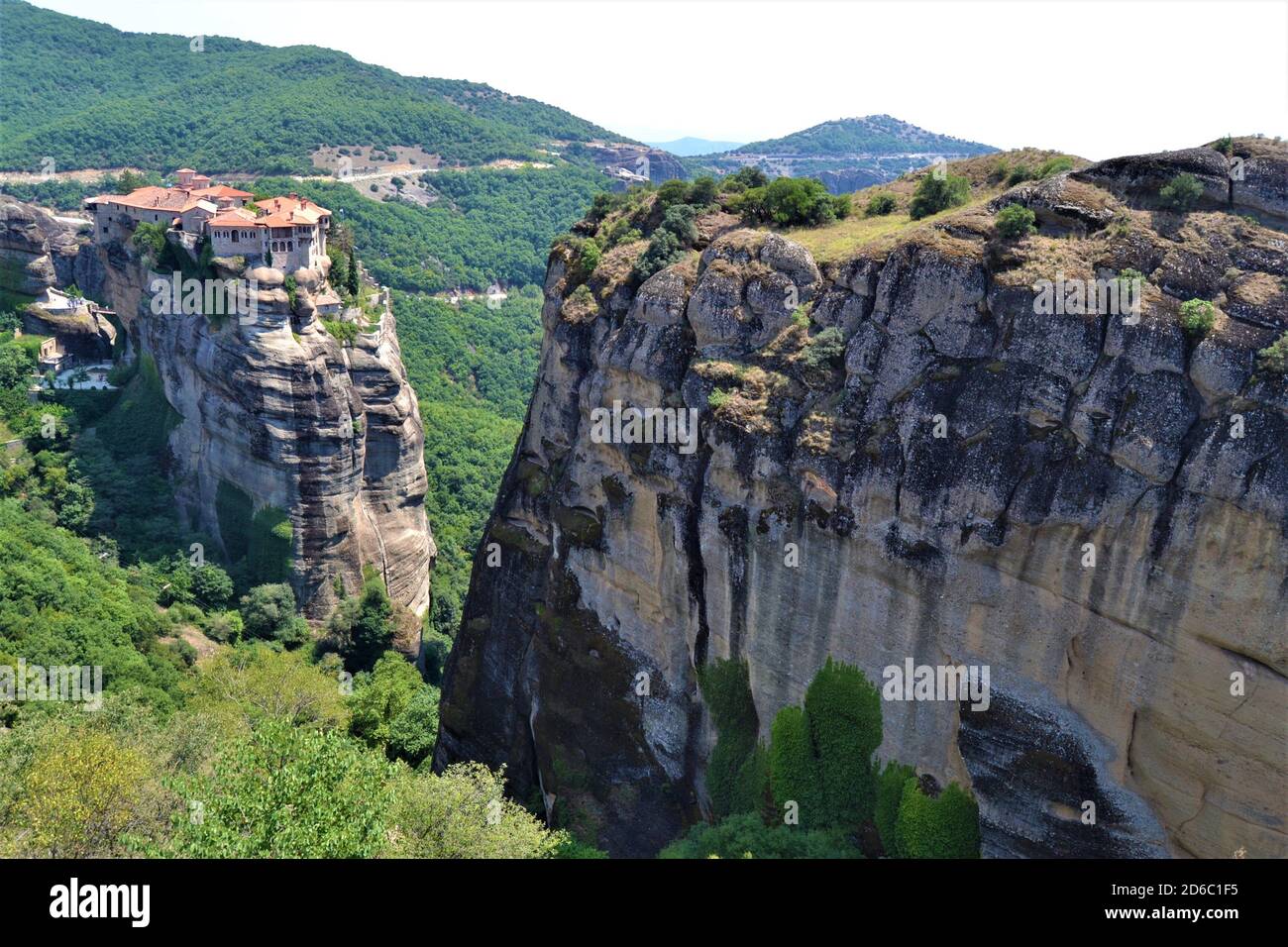 Meteora Land in the Sky: Great ancient city of Meteora in Greece. Trees ...