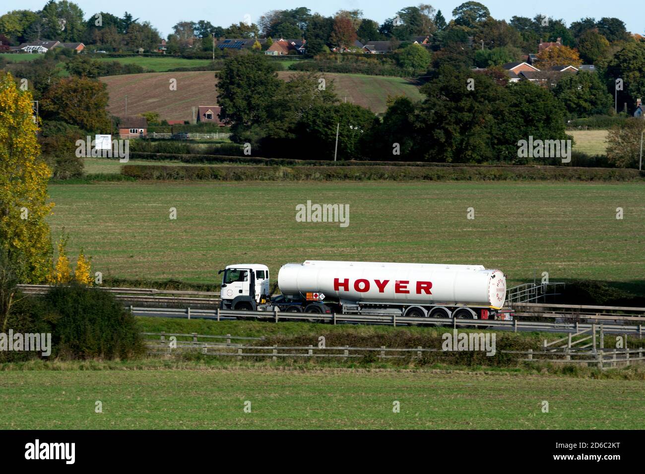 Hoyer tanker lorry on the M40 motorway, Warwickshire, UK Stock Photo ...