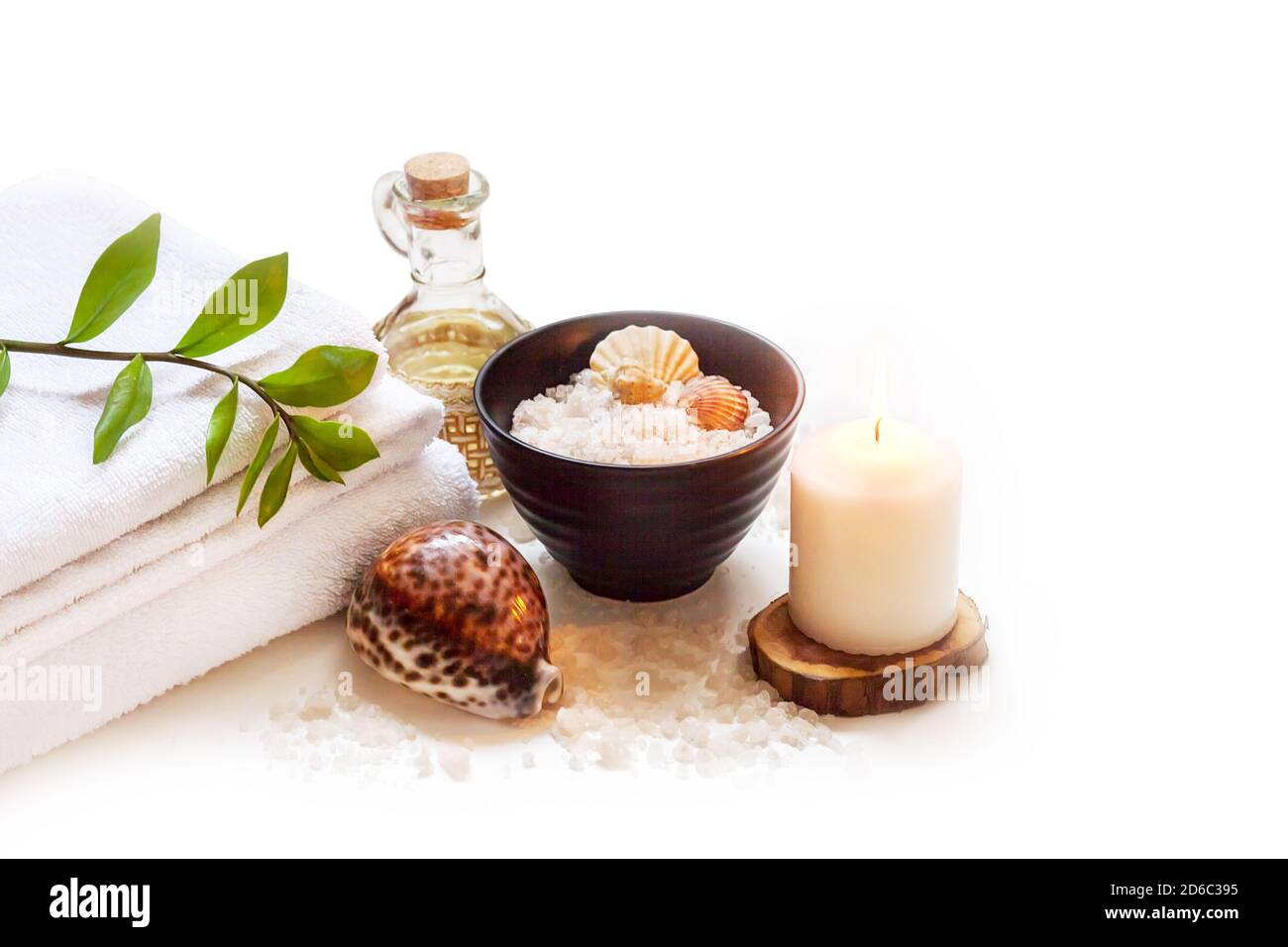 Spa Beauty And Wellness Background Towel Cosmetic Massage Oil Leaf