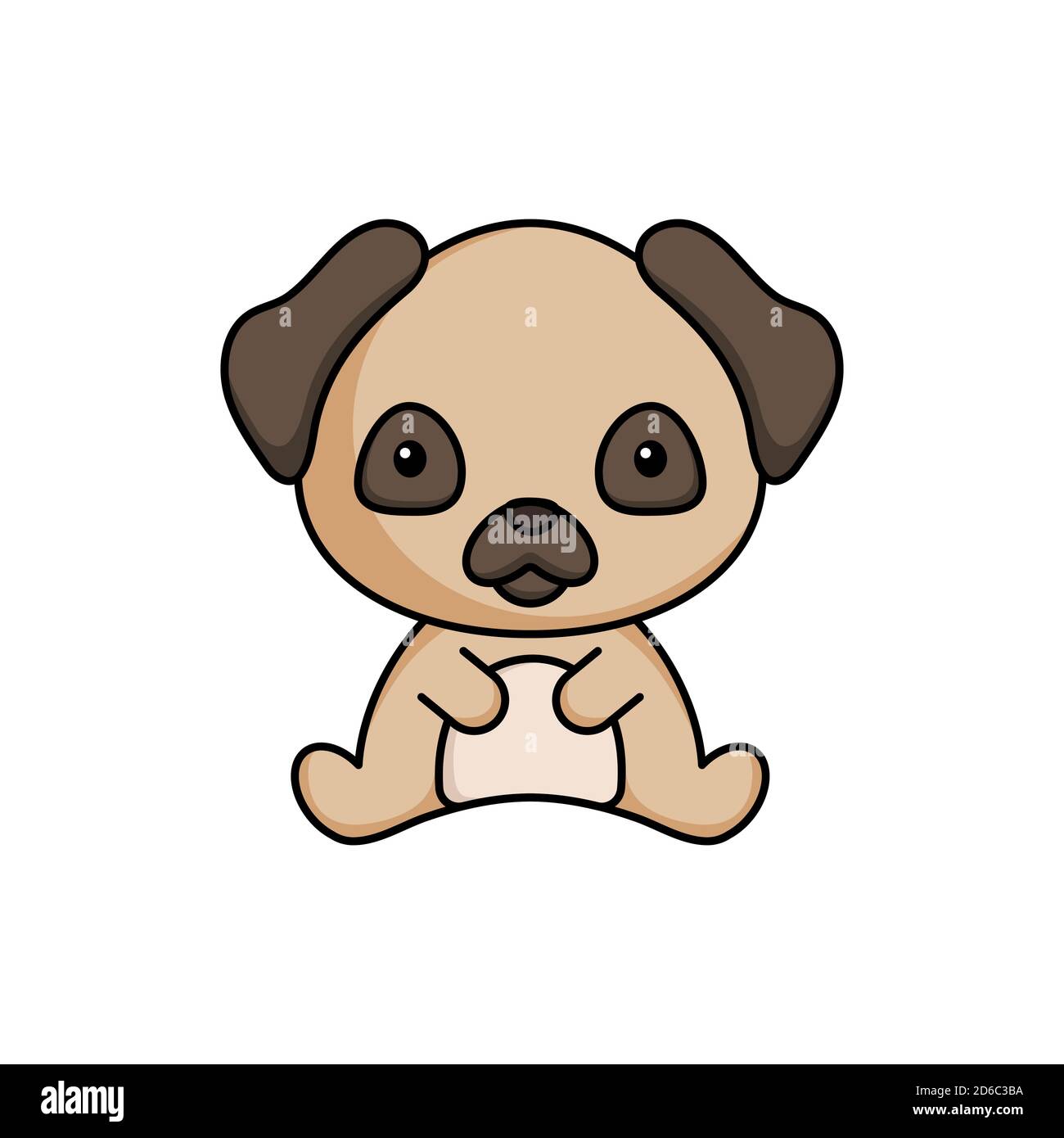 Cute business pug dog icon on white background. Mascot cartoon animal ...