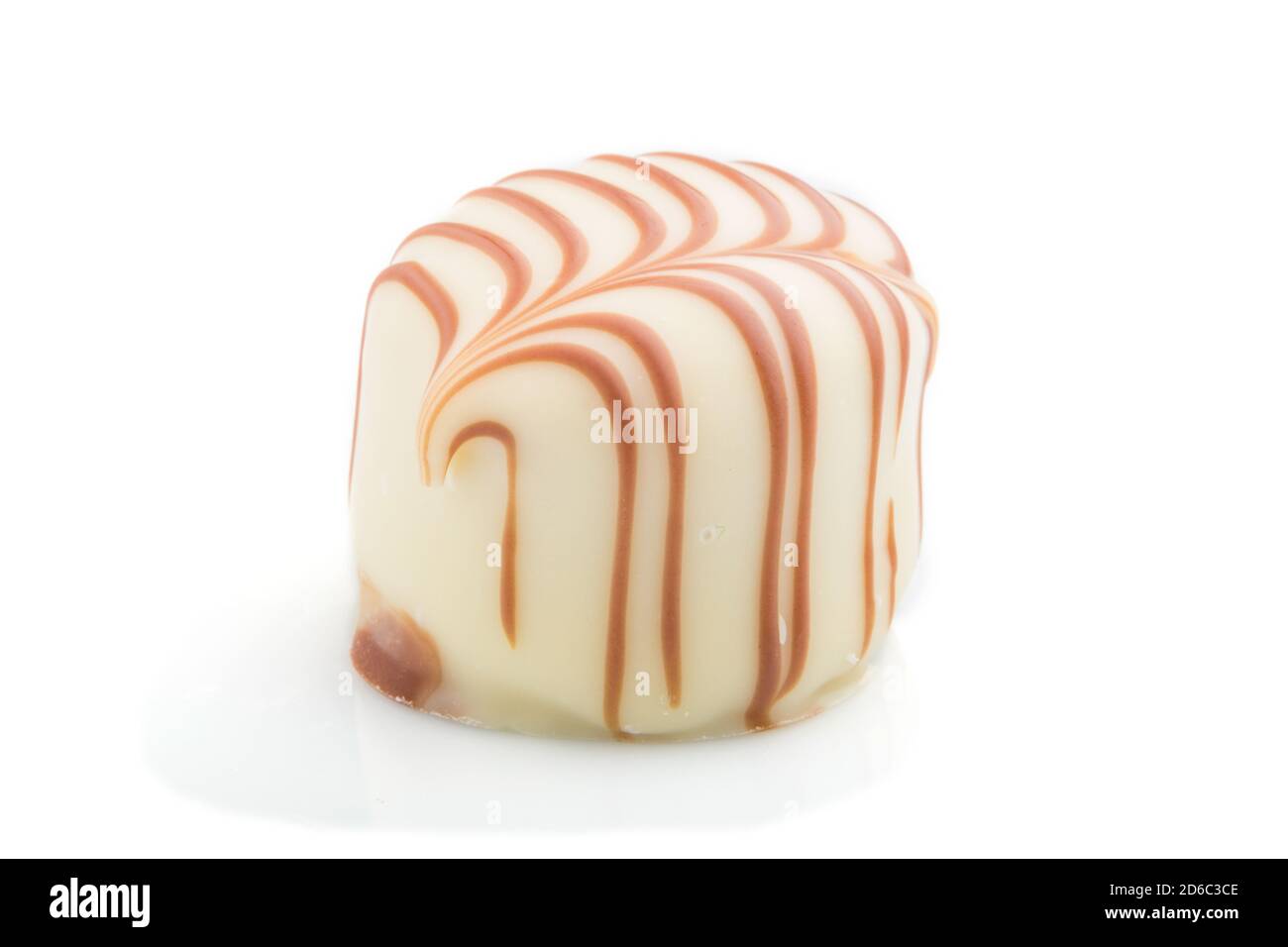 Single chocolate candy isolated on white background. side view, close ...