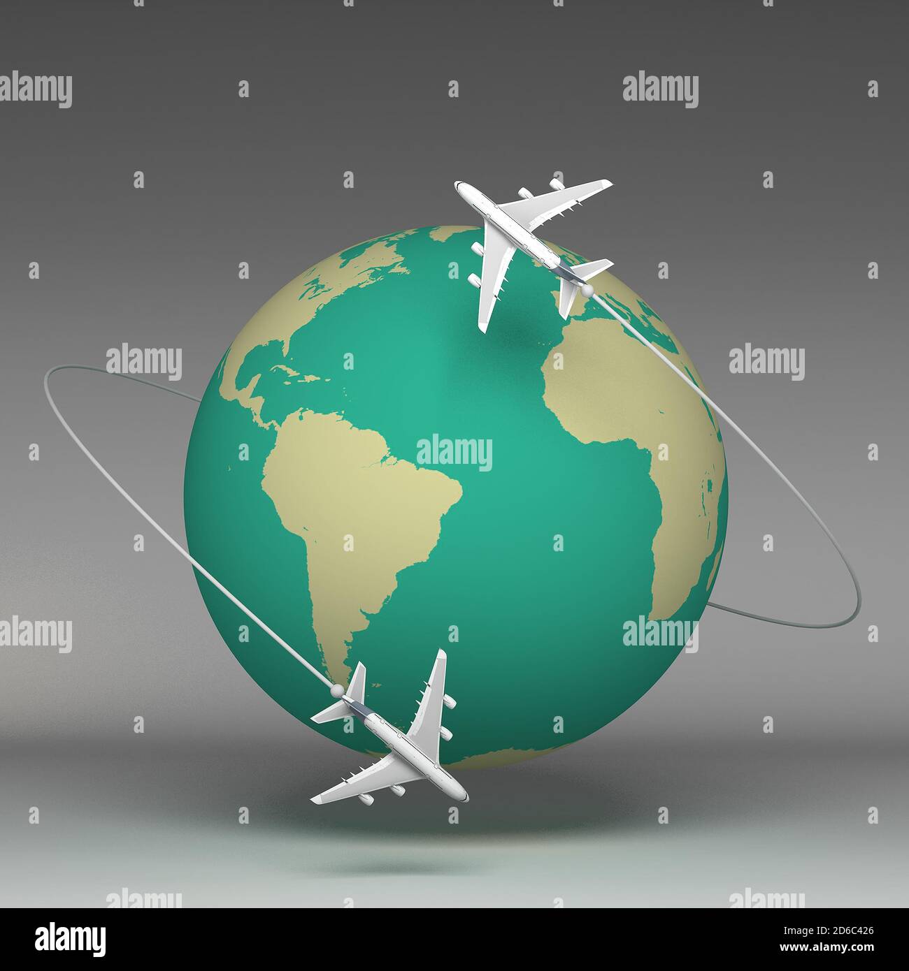 3d Planes flying around the globe Stock Photo - Alamy