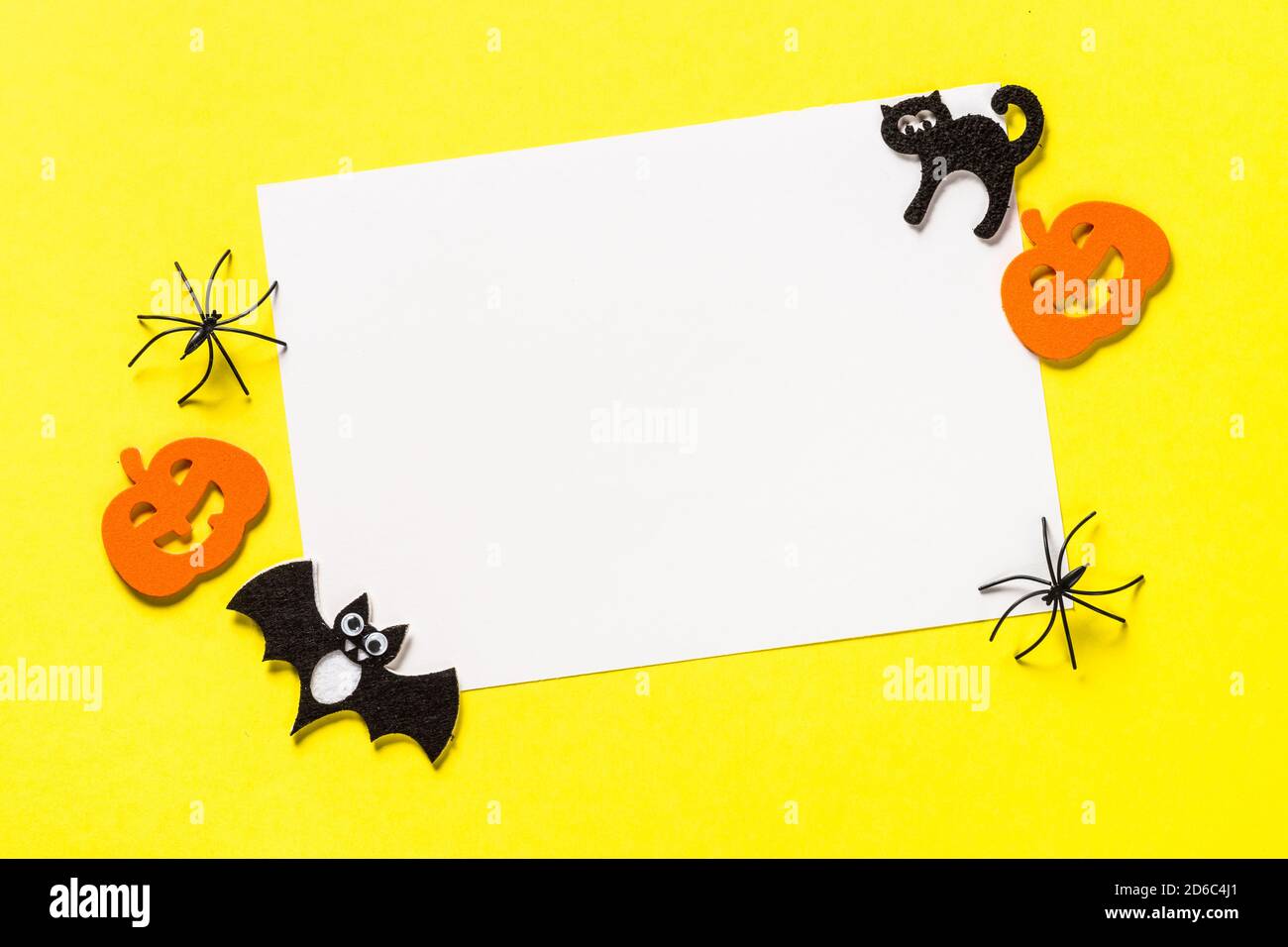 Halloween flat lay mock up background with party decorations Stock ...
