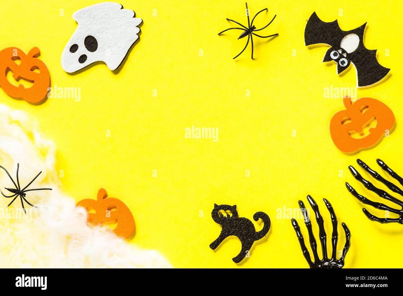 Halloween flat lay mock up background with party decorations Stock ...