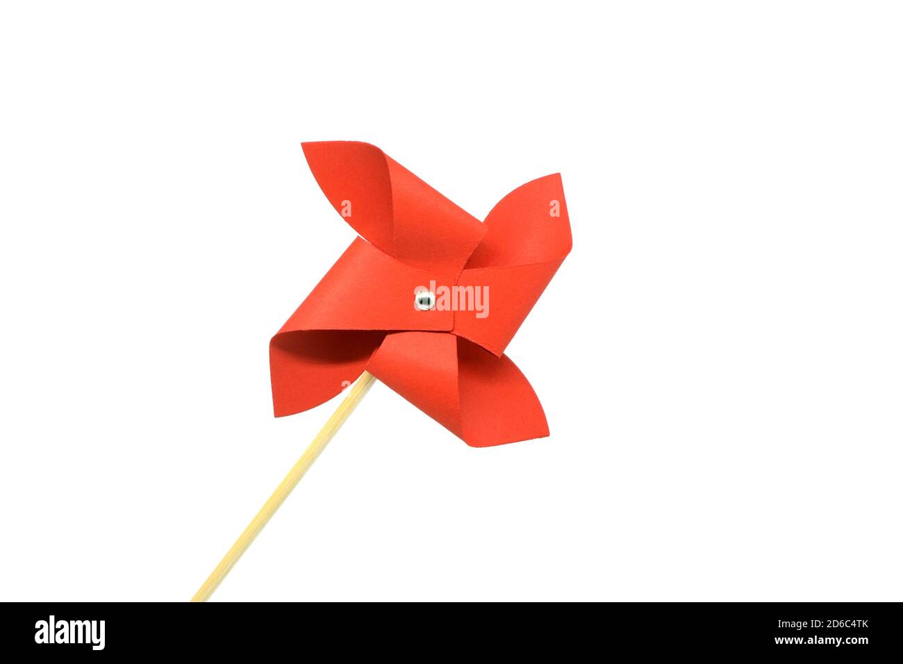 Red pinwheel on a white background.Toy for child Stock Photo - Alamy