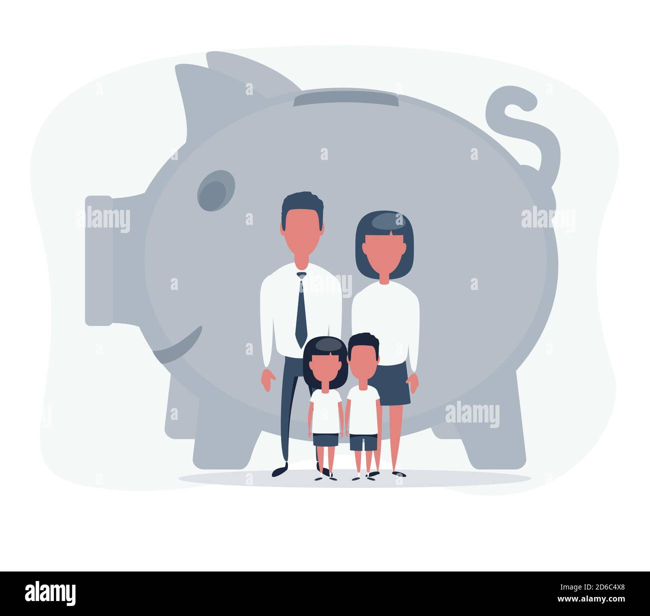 Portrait of a happy family with a piggy bank Stock Vector Image & Art ...