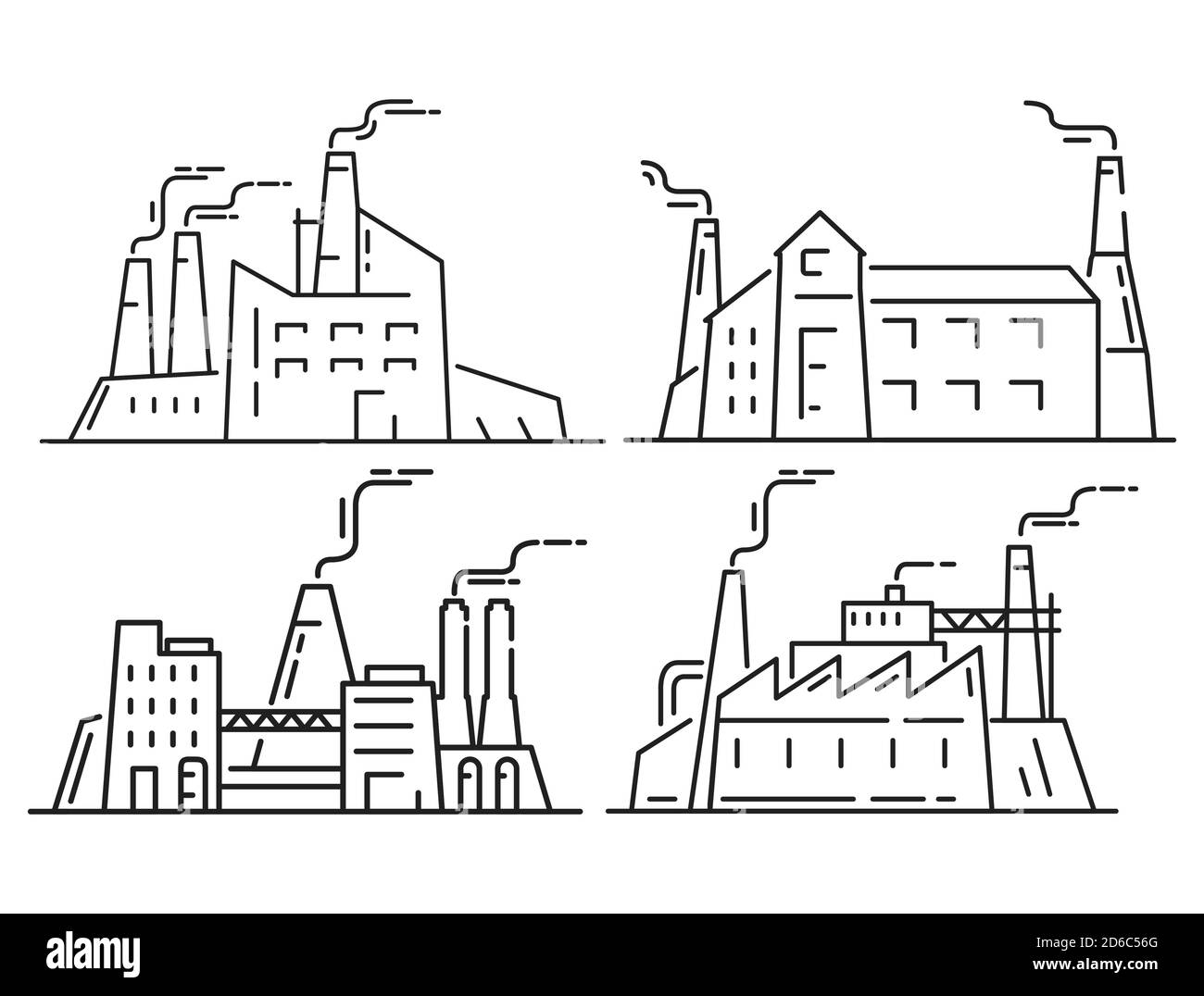 Factory industrial architecture. Outline plant vector icon Stock Vector ...