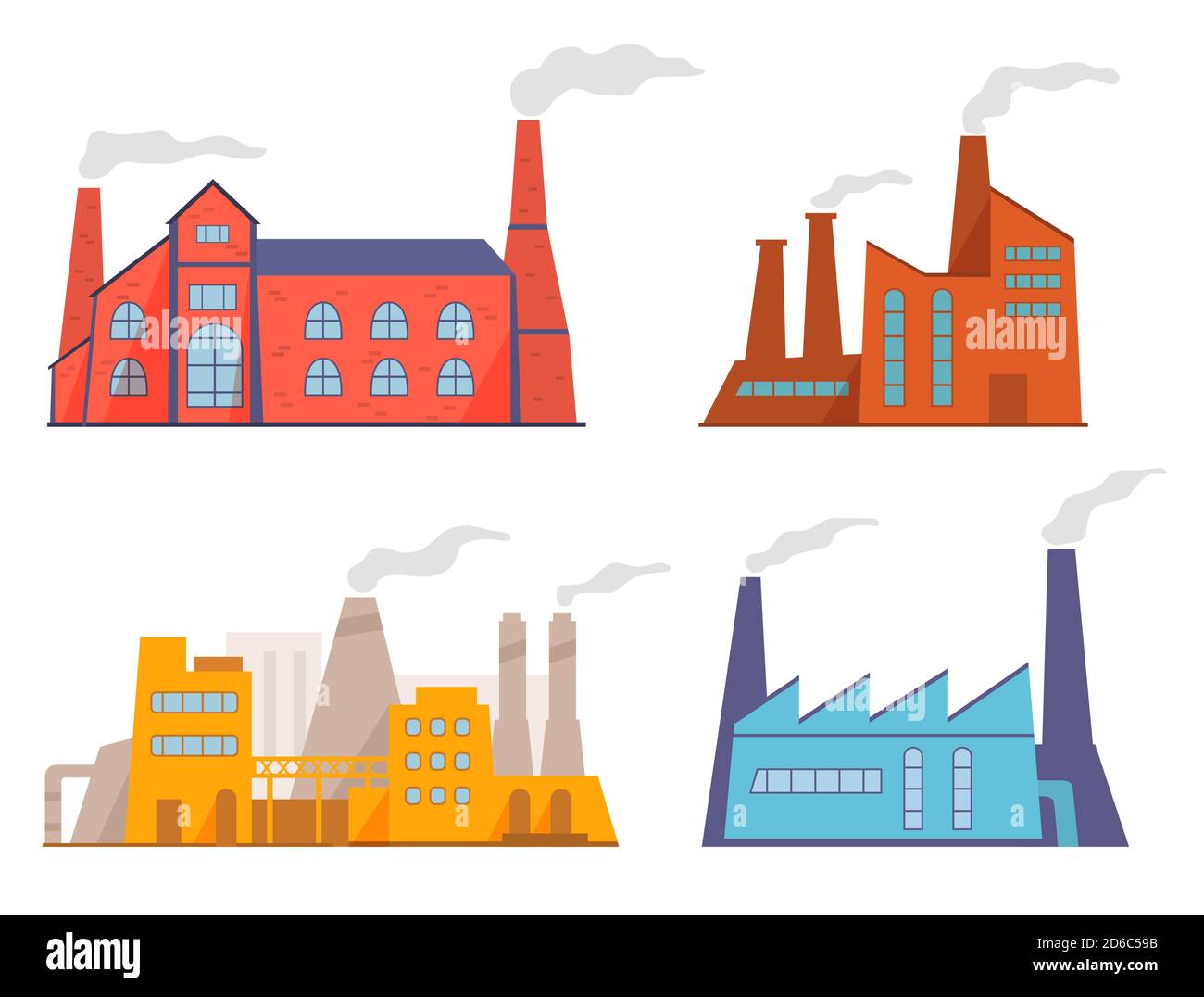 Factory set. Heavy industry building. Environmental pollution Stock ...